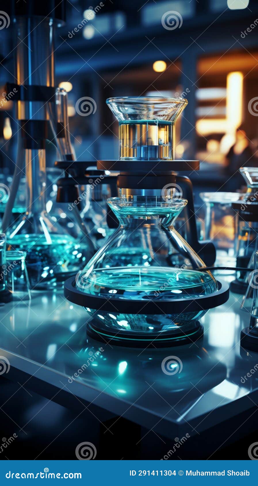 Lab Glassware Arranged beside a Microscope, Awaiting Scientific Exploration Stock Photo - Image ...