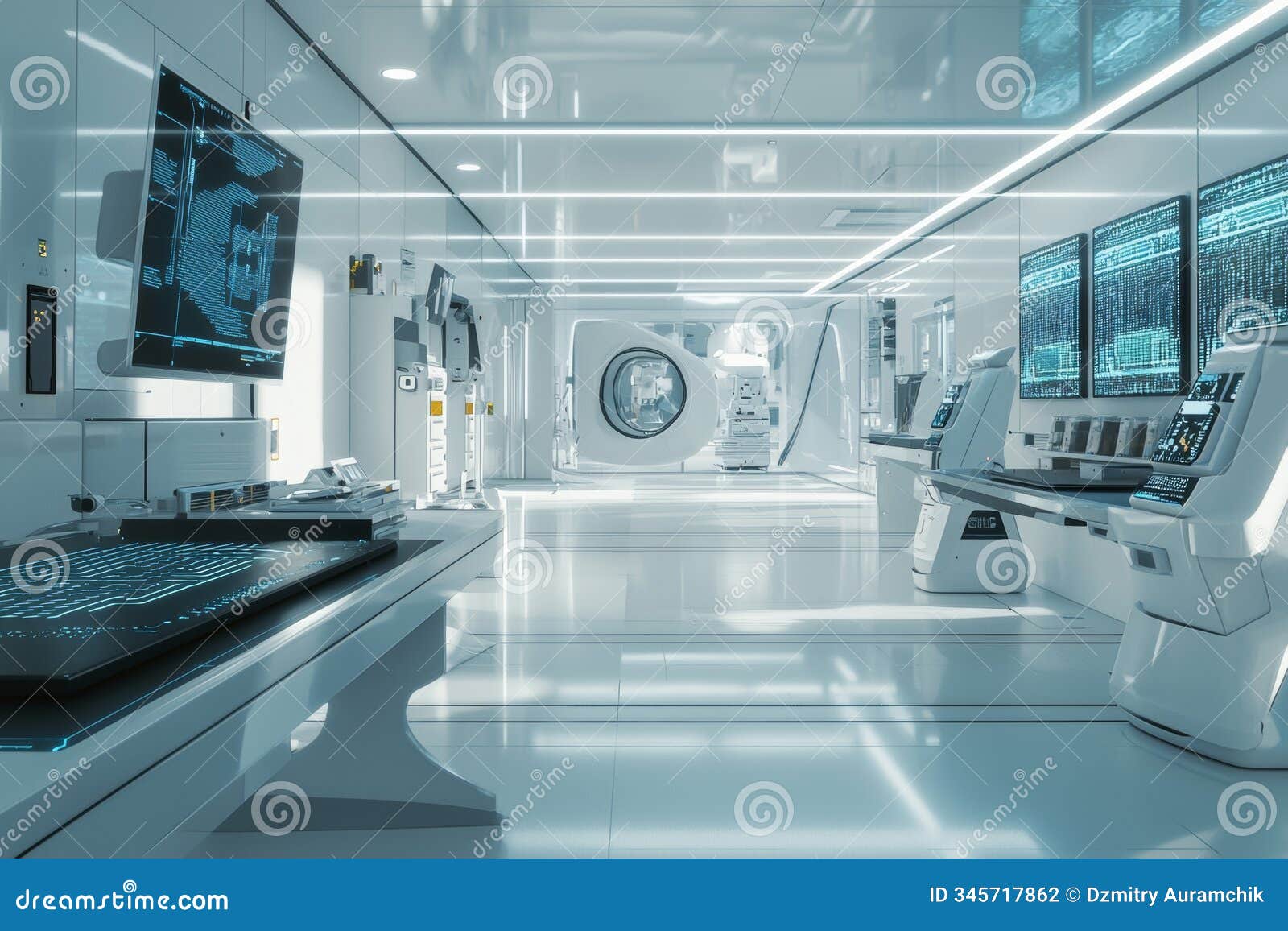 Lab Interior in Semiconductor Manufacturing Factory in Blue Stock Photo ...