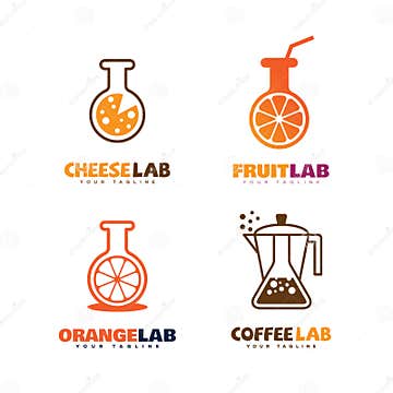 Lab logos set stock vector. Illustration of element, orange - 74138340