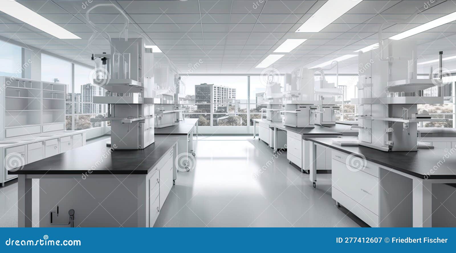 A Lab with a Lot of White Cabinets and Counters. Generative AI Image ...