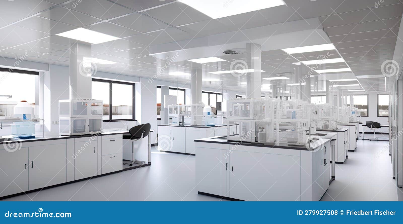 A Lab with a Lot of White Cabinets and Counters. Generative AI Image ...