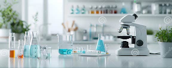 A Lab with a Microscope and a Bunch of Test Tubes by AI Generated Image ...