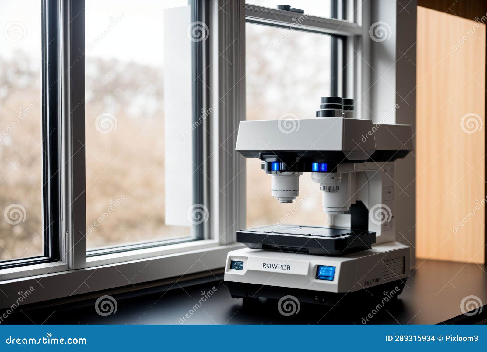 A Lab Microscope Focusing into a Window into the Cellular World Stock ...