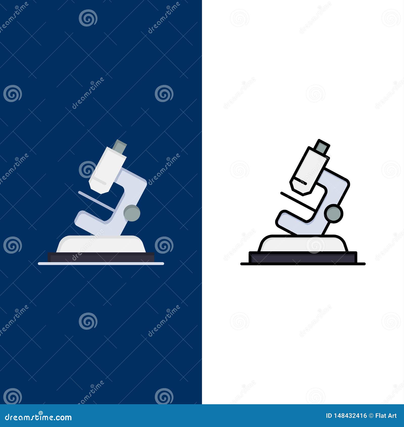 Lab, Microscope, Science, Zoom Icons. Flat and Line Filled Icon Set ...