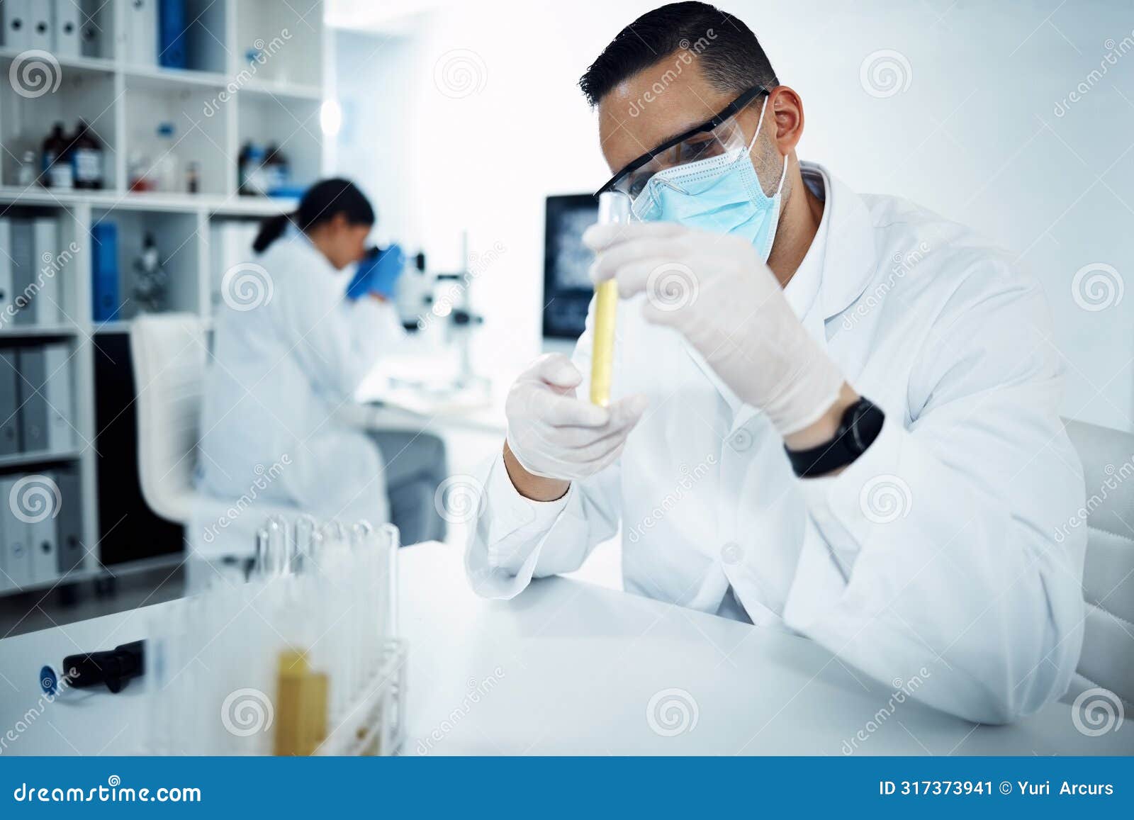 Lab, Microscope and Scientist Man in Science Career, Experiment and ...