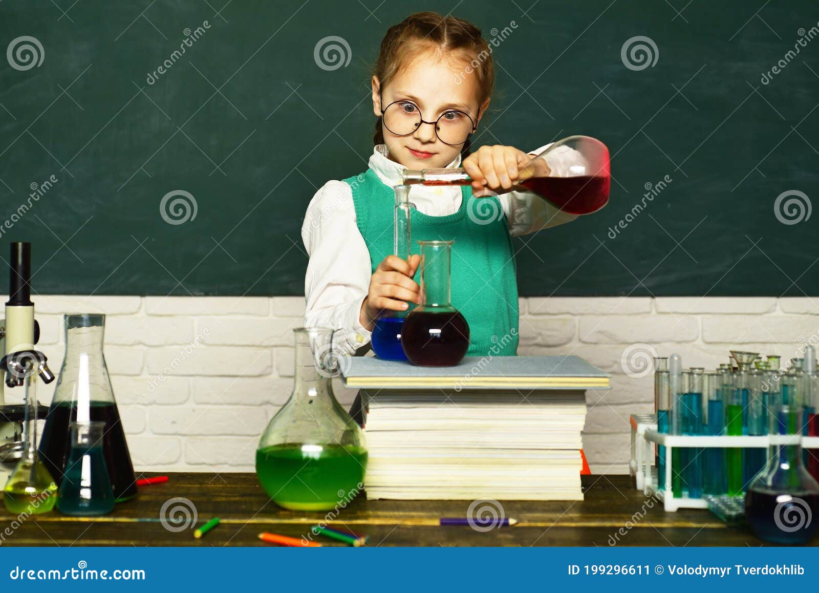 Lab Microscope And Testing Tubes. Little Children. Science. Biology ...