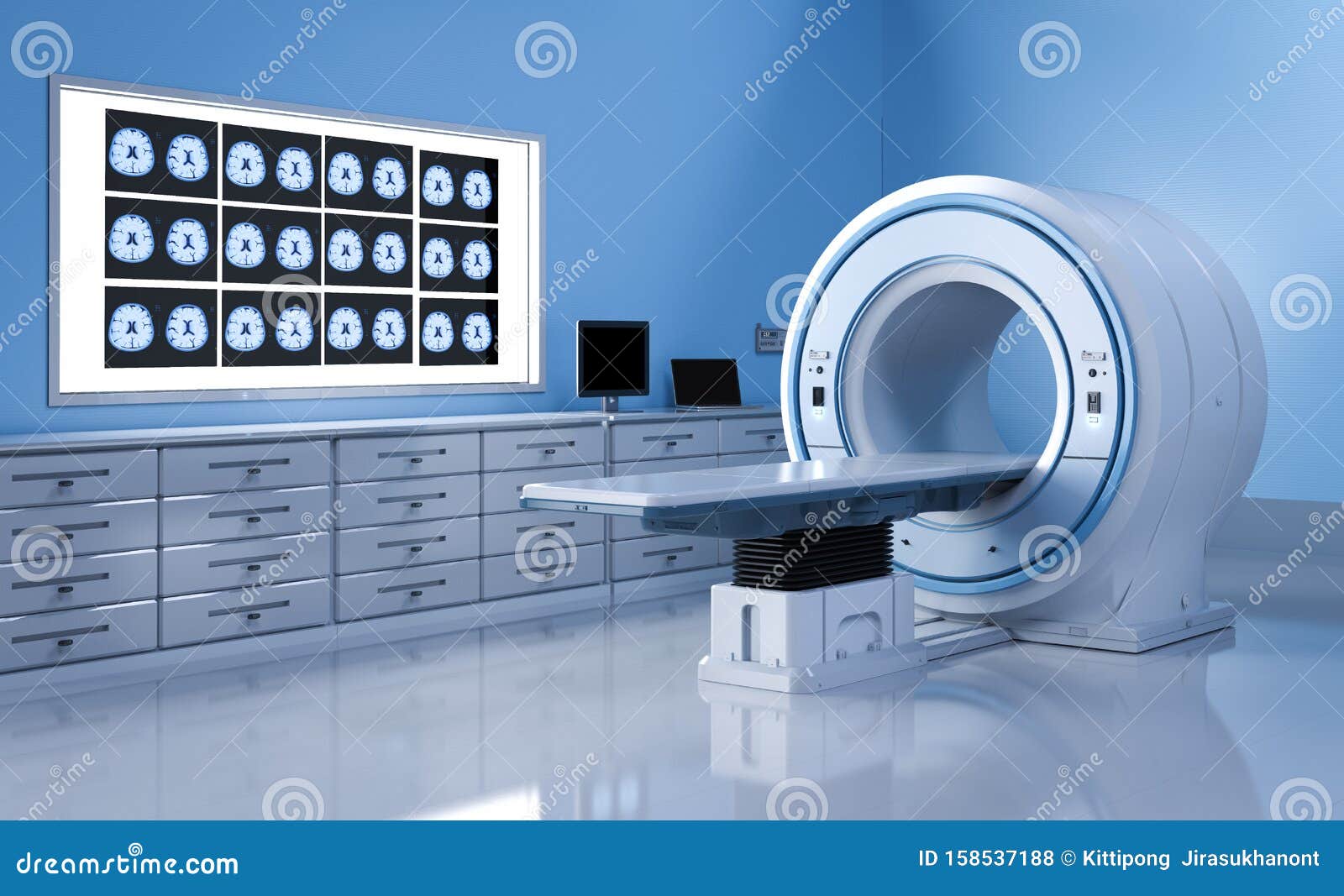 Lab with mri scan machine stock illustration. Illustration of film ...