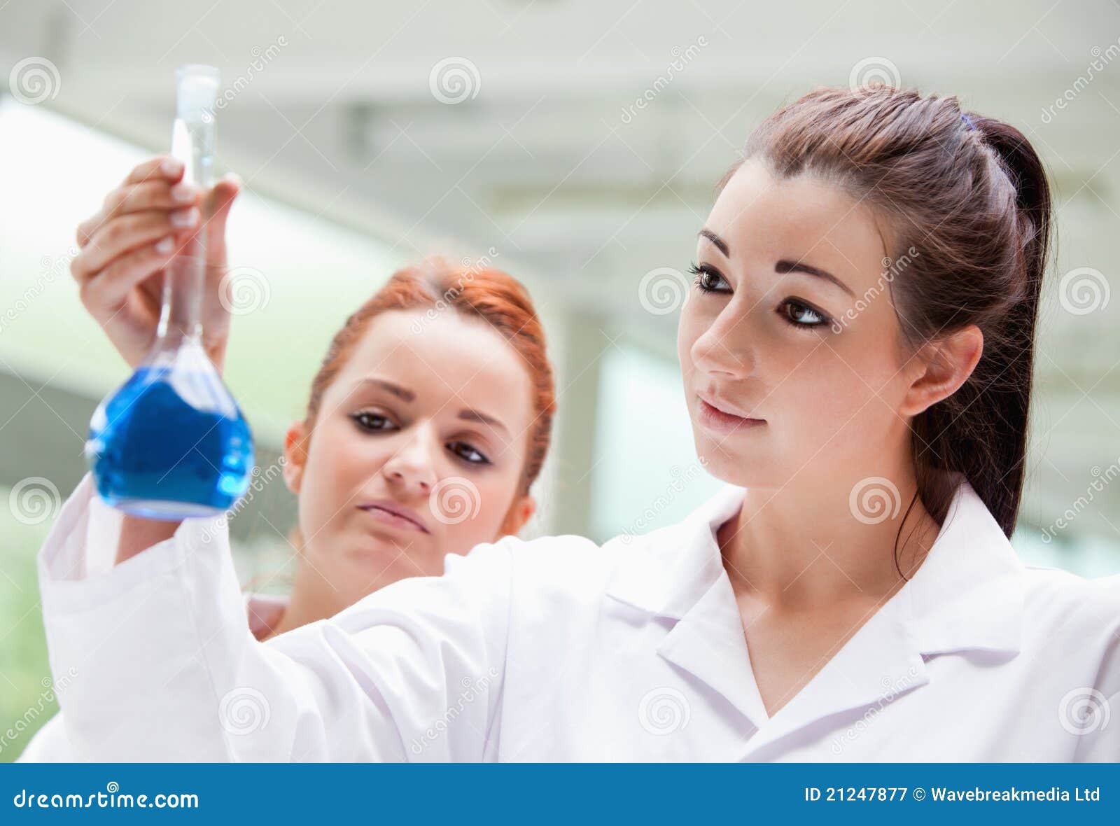 Lab Partners Looking at a Flask Stock Image - Image of biochemistry ...