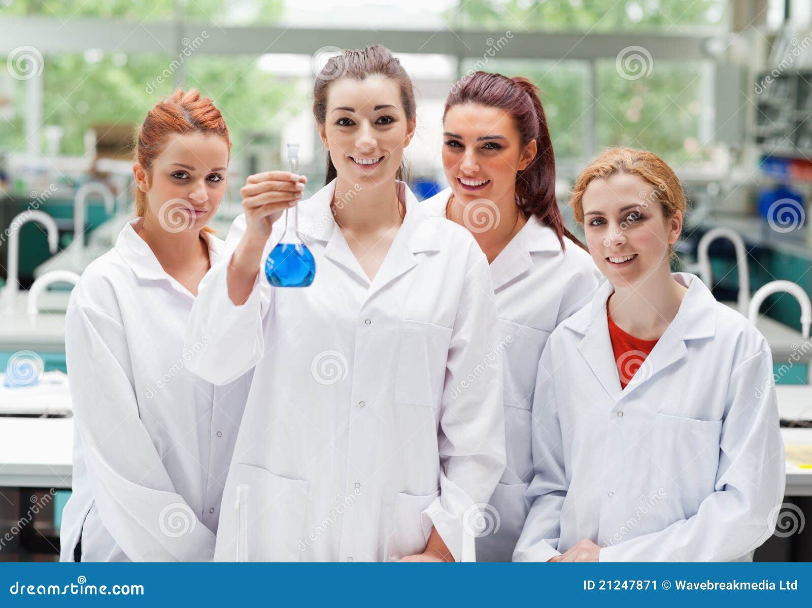 Lab Partners Posing with a Flask Stock Image - Image of biotechnology ...