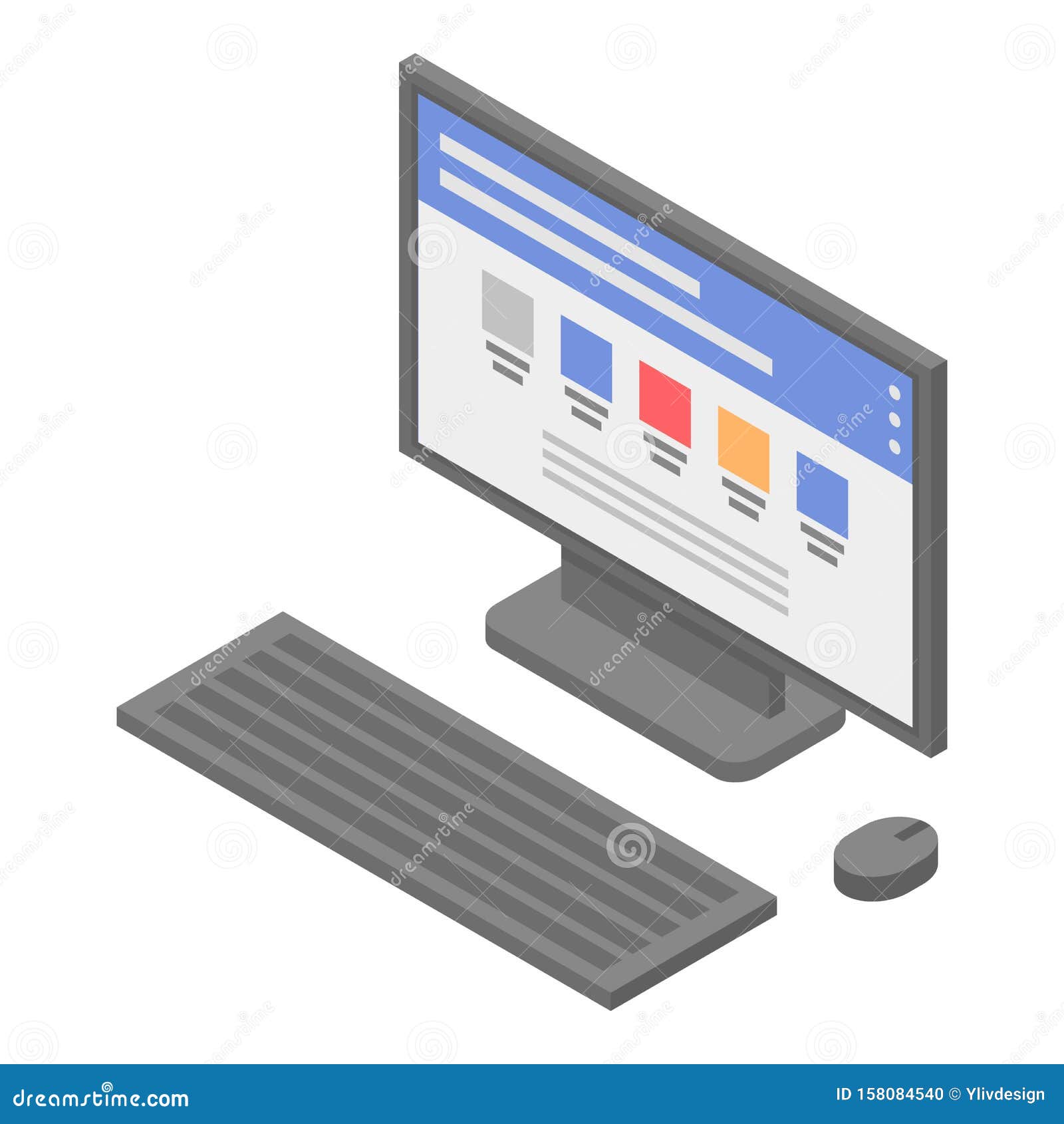 Lab Pc Desktop Icon, Isometric Style Stock Vector - Illustration of ...