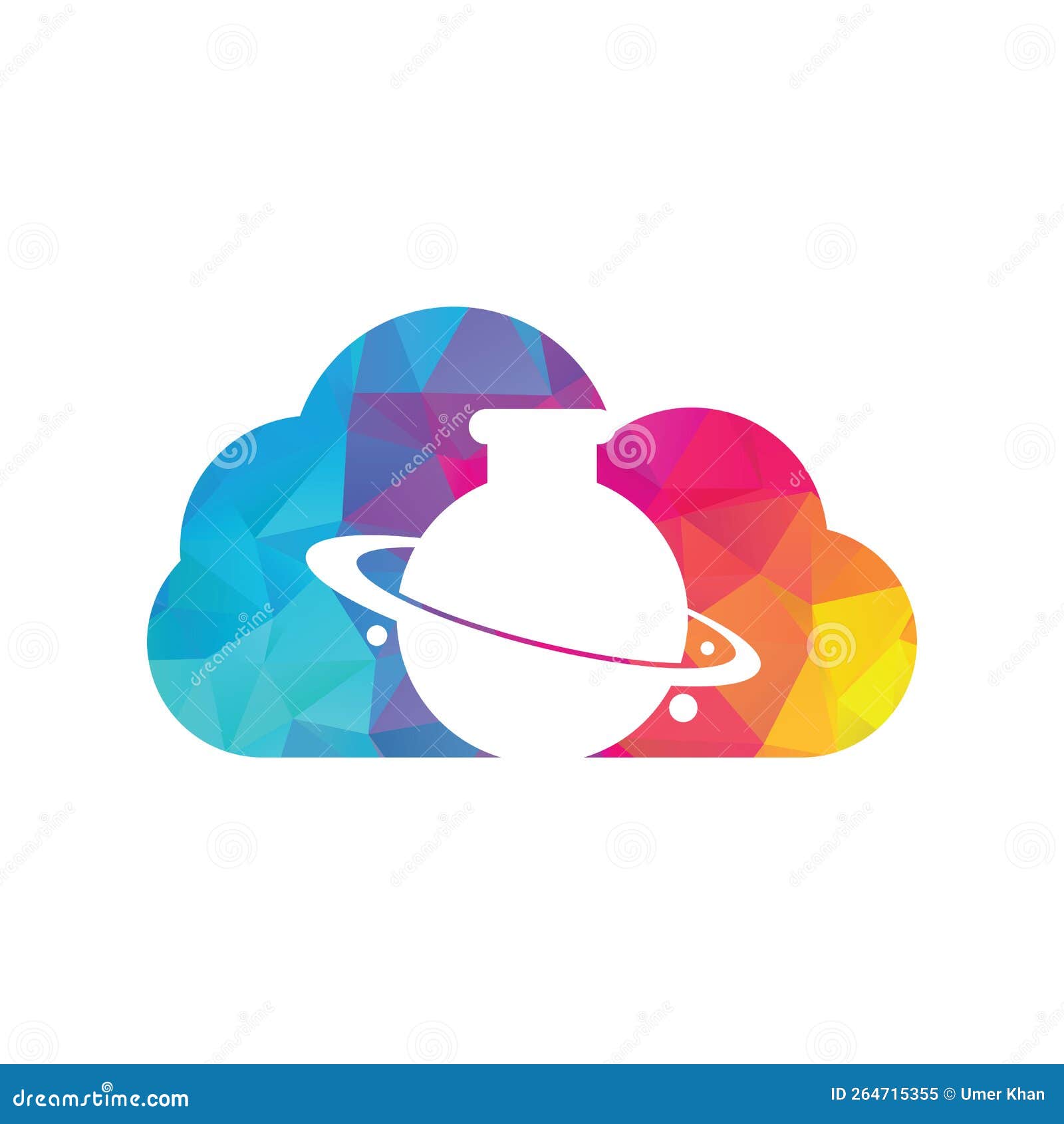 Lab Planet Cloud Shape Concept Logo Template Design. Stock Vector ...