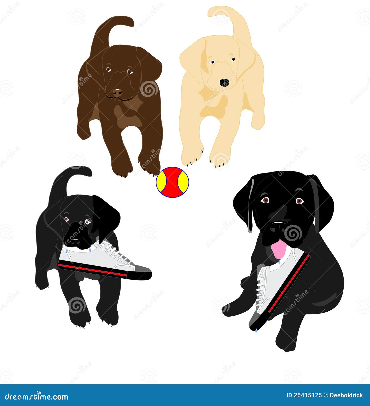 Lab puppies playing stock vector. Illustration of canine - 25415125