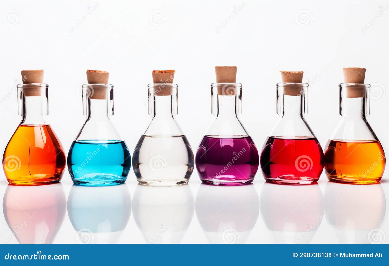 Lab Reagents on White Background Stock Photo - Image of bottles ...