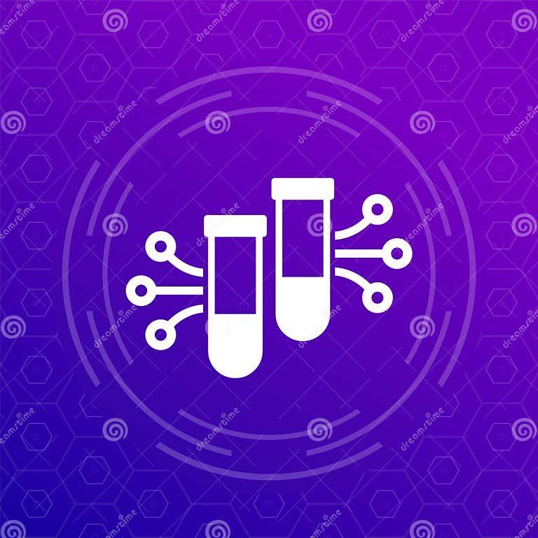 Lab Samples Icon with Test Tubes, Vector Stock Vector - Illustration of ...