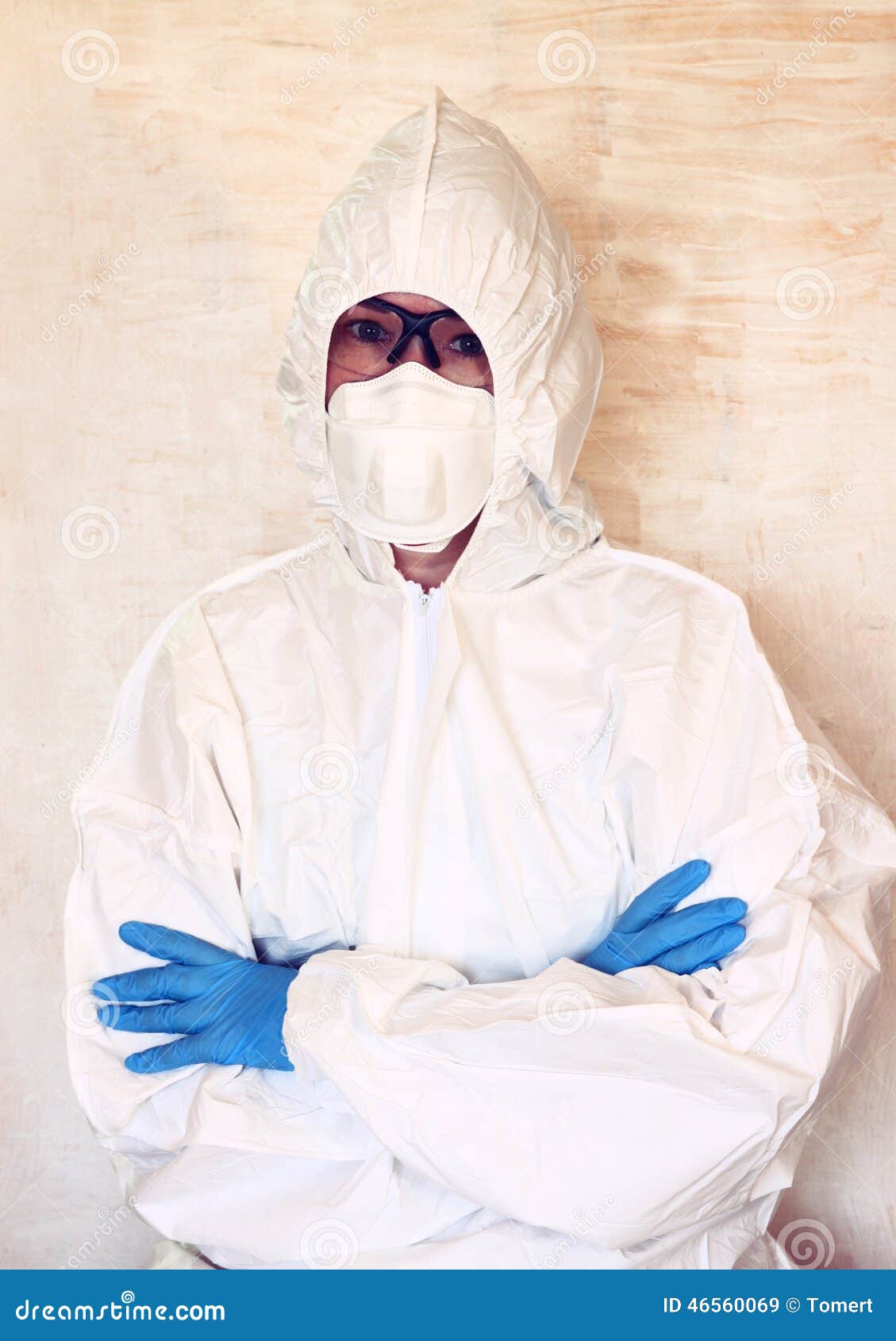 Lab Scientist in Safety Suit. Stock Image - Image of background, mask ...