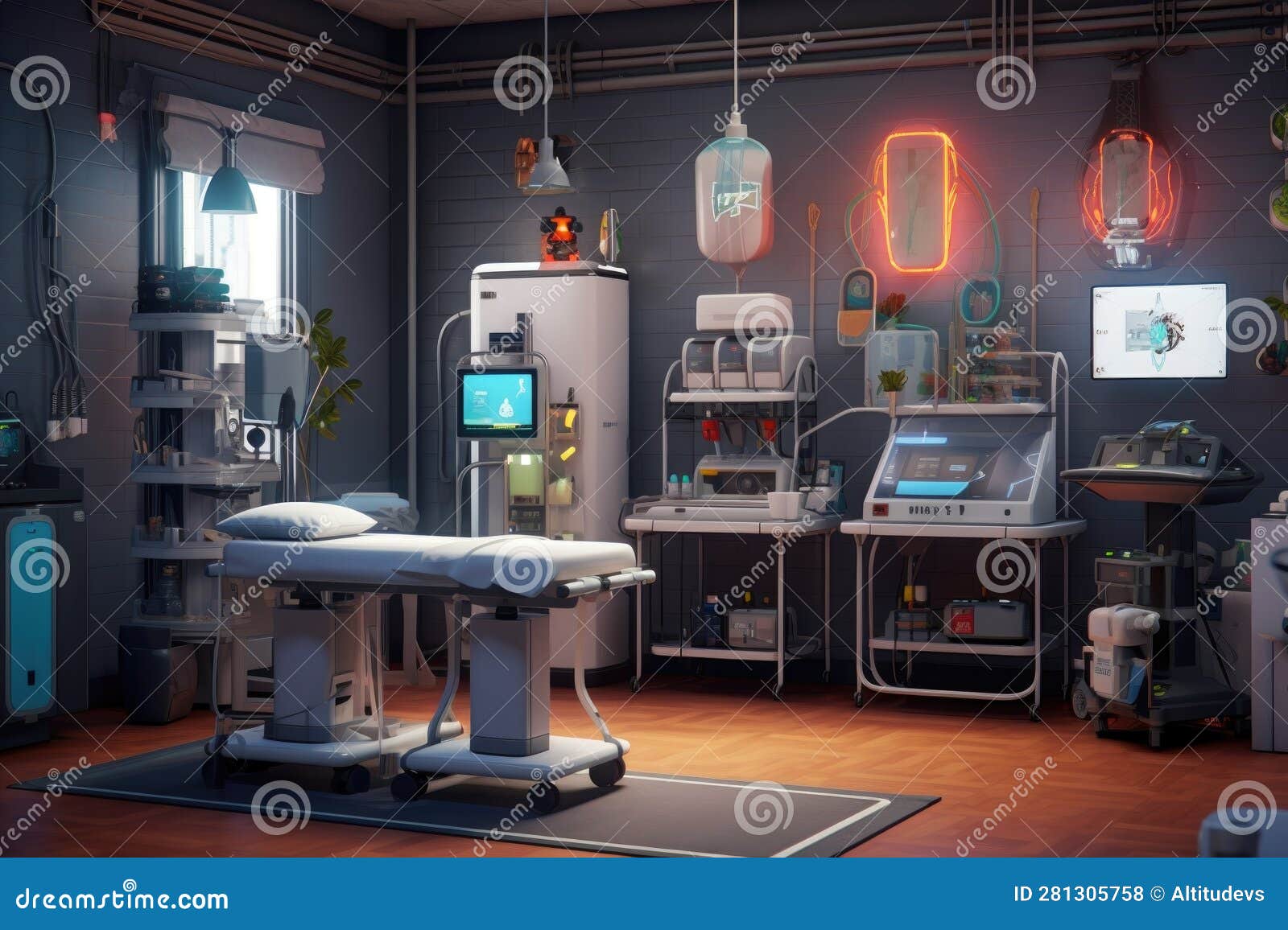 Lab Setup with Ai-assisted Medical Equipment Stock Illustration ...