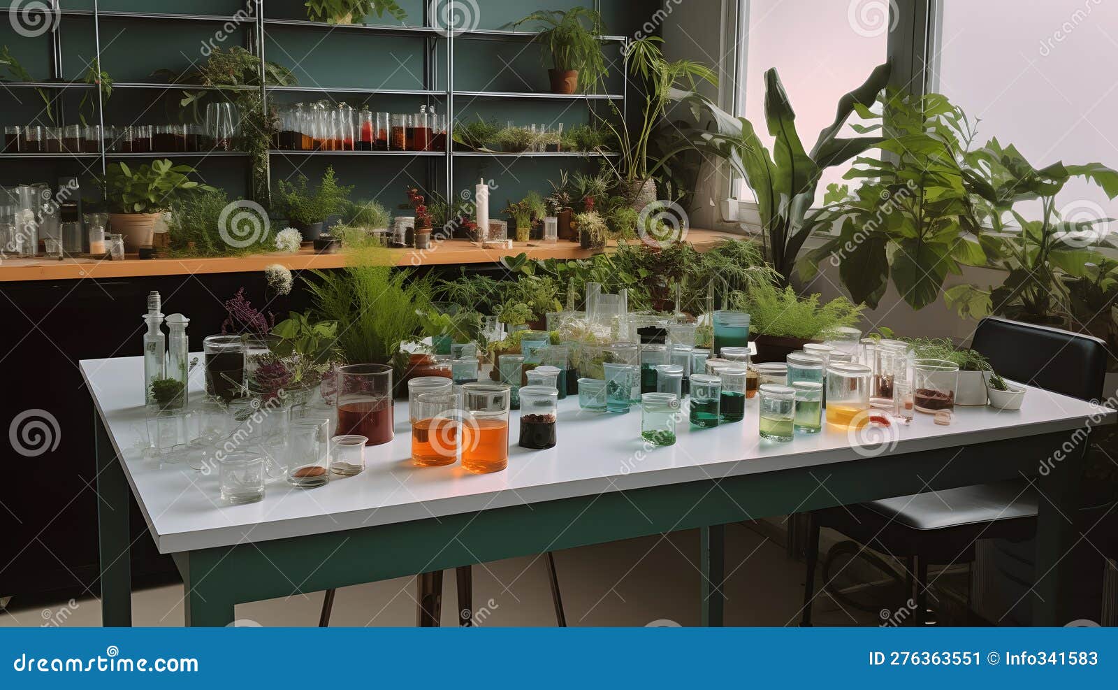 A Lab Table Set Up with Different Plants for Botanical St Three Created ...