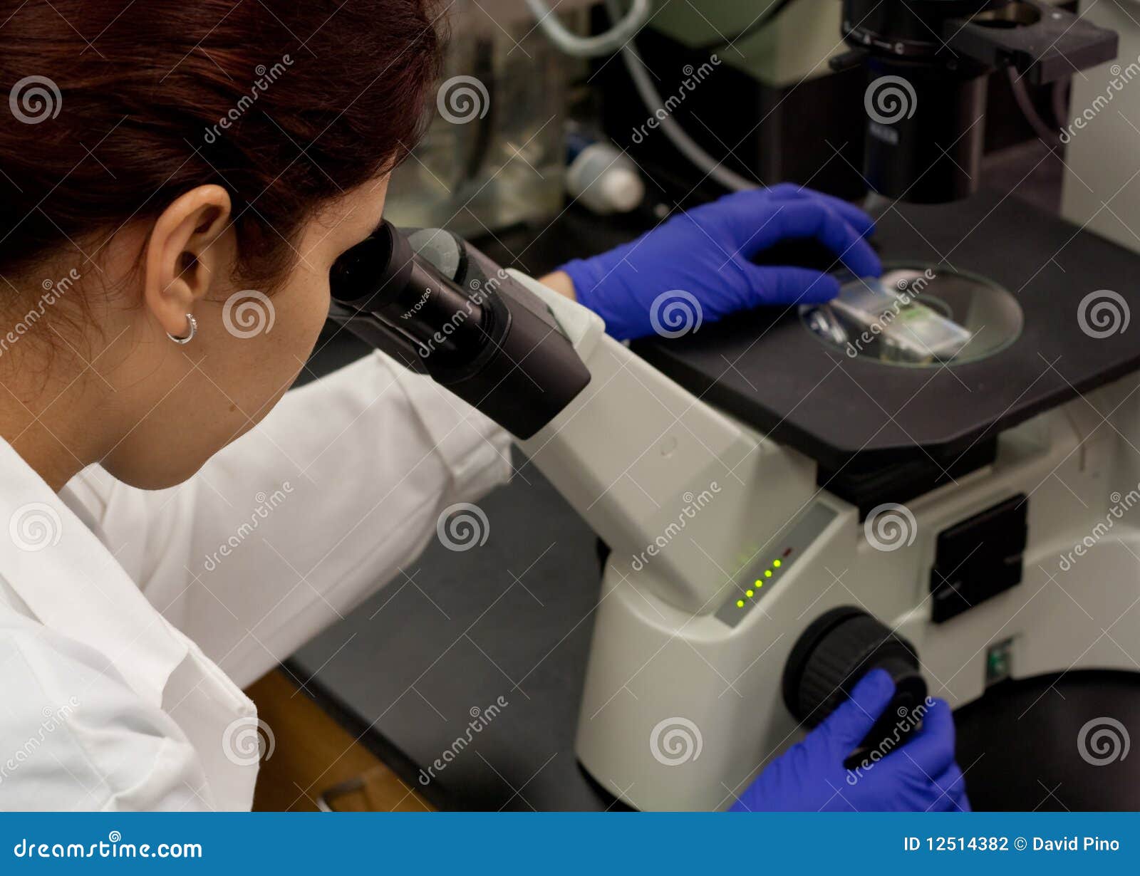 Lab Tech Working with Microscope Stock Photo - Image of disease ...