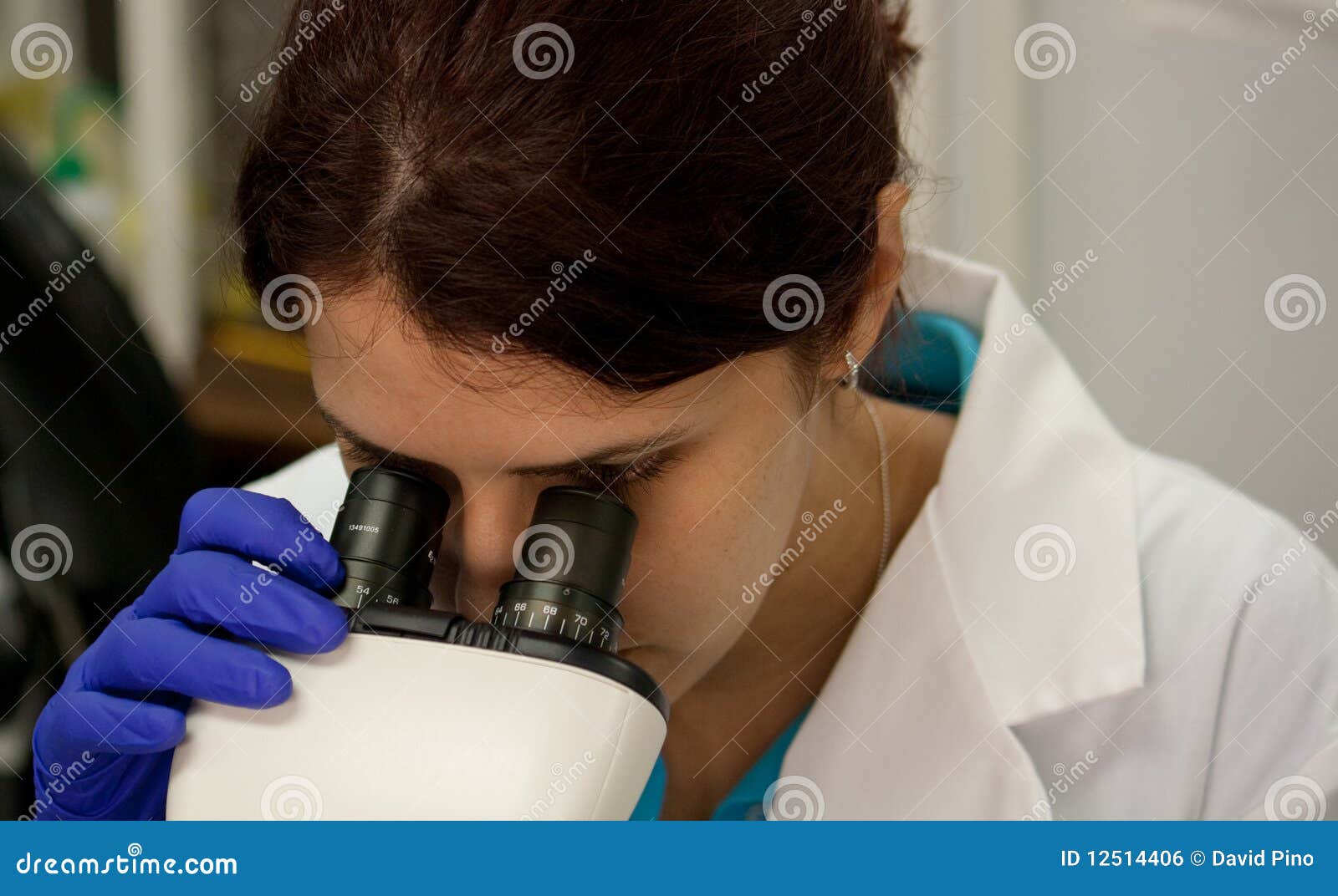Lab Tech Working with Microscope Stock Photo - Image of chemistry ...