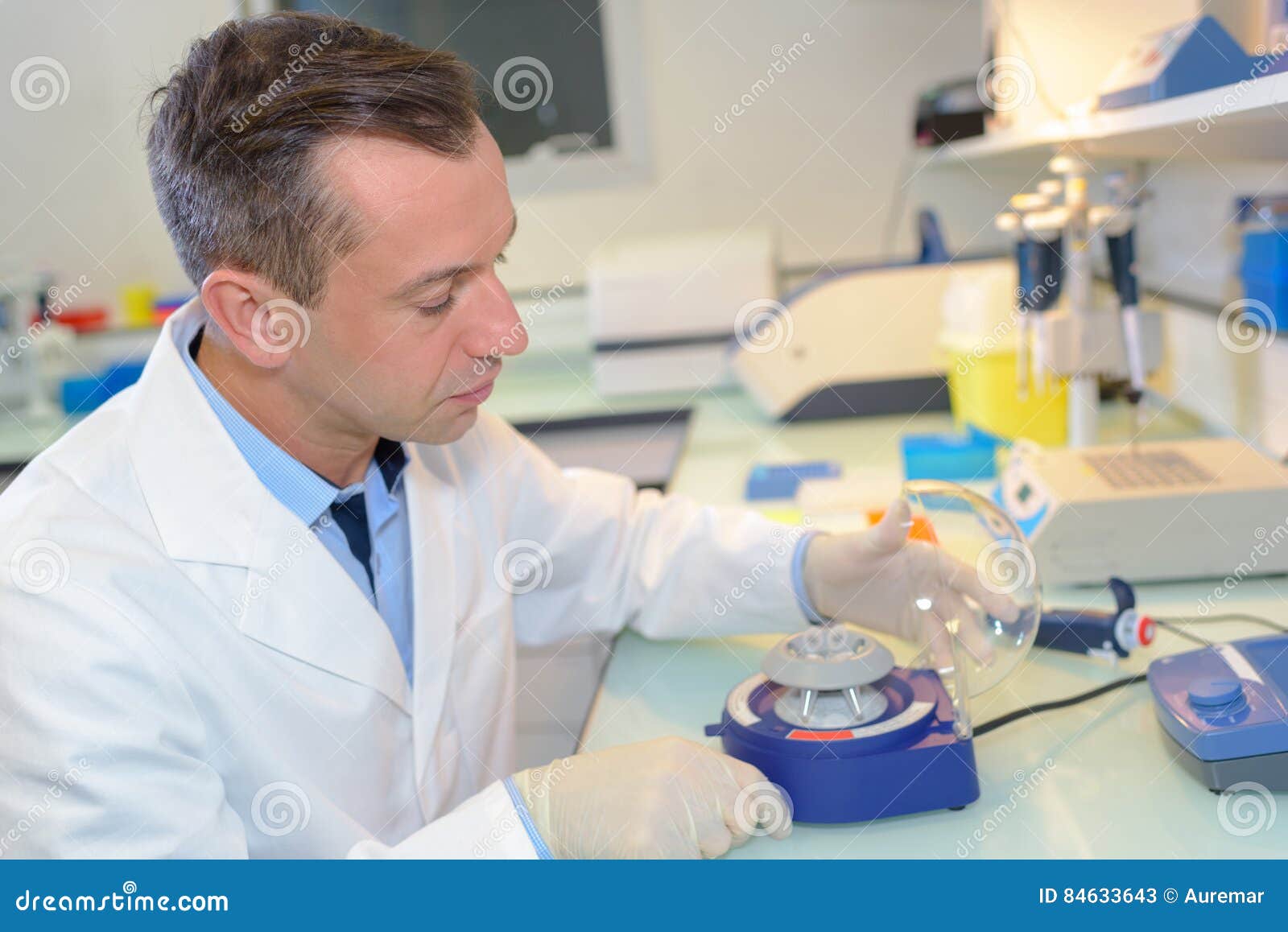 Lab Technican Setting Up Centrifugal Machine Stock Image - Image of ...