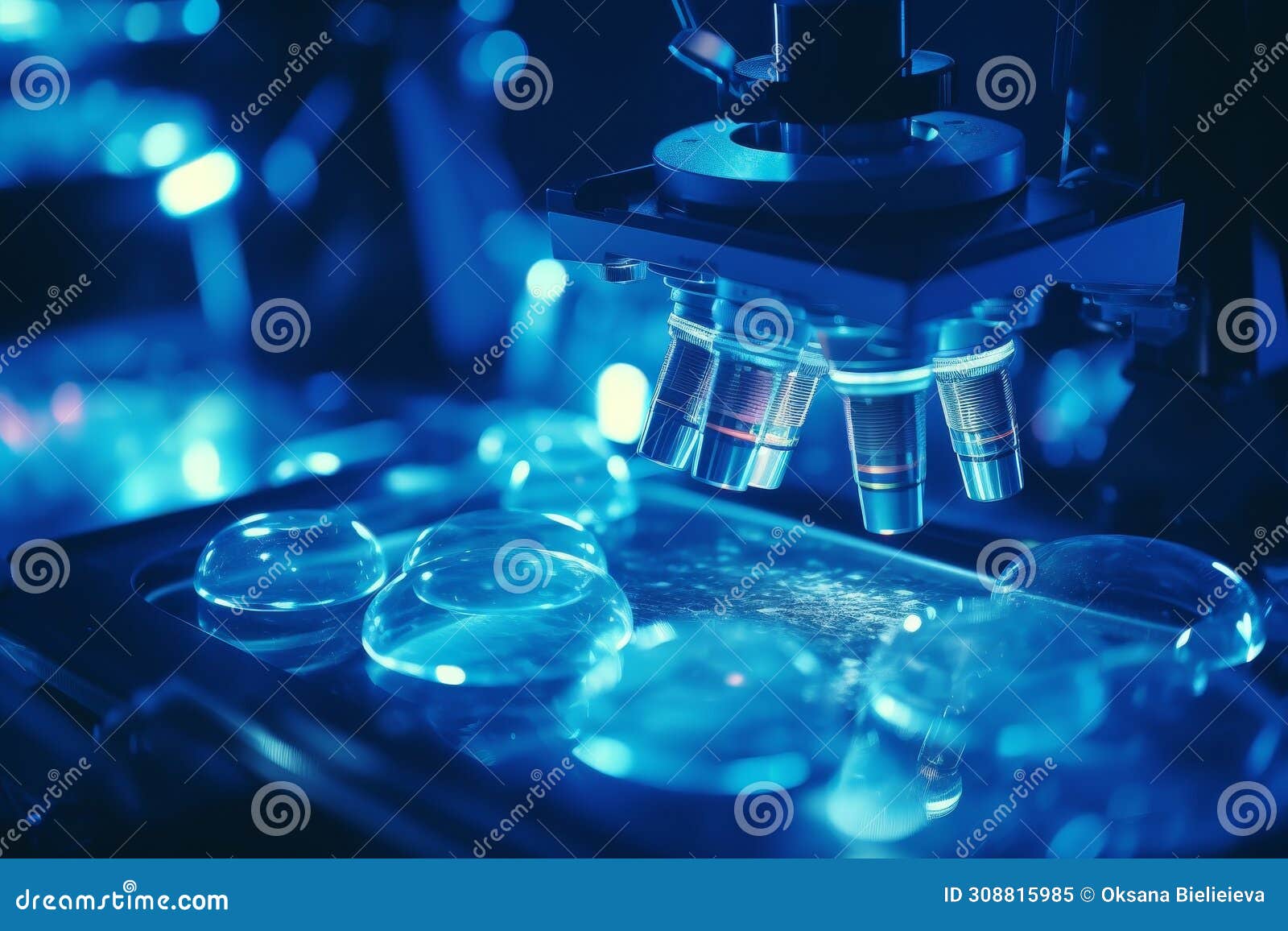 Lab Technician Analyzing Biomaterial Samples Under Microscope ...