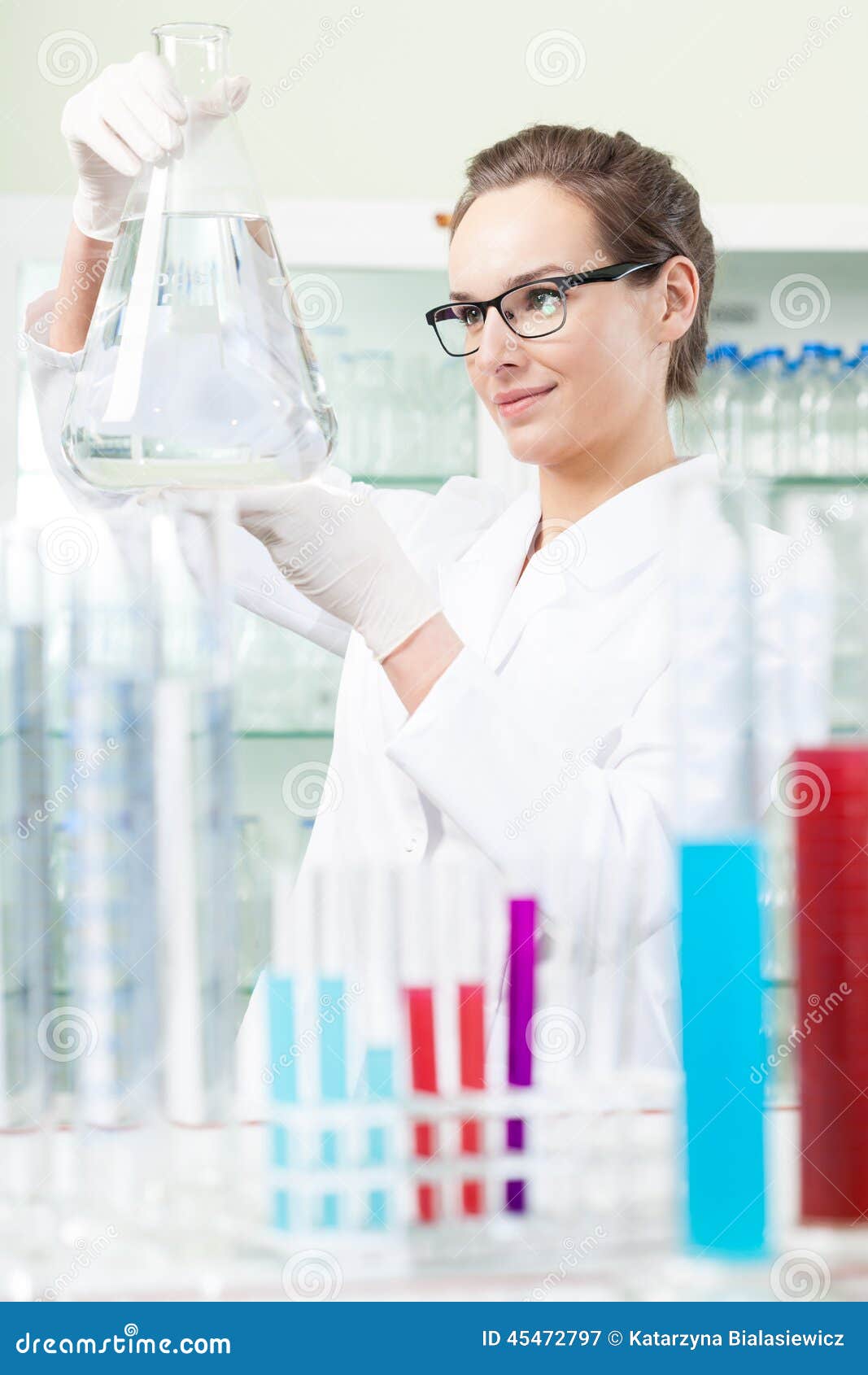 Lab Technician Holding Flask Stock Image - Image of experiment ...