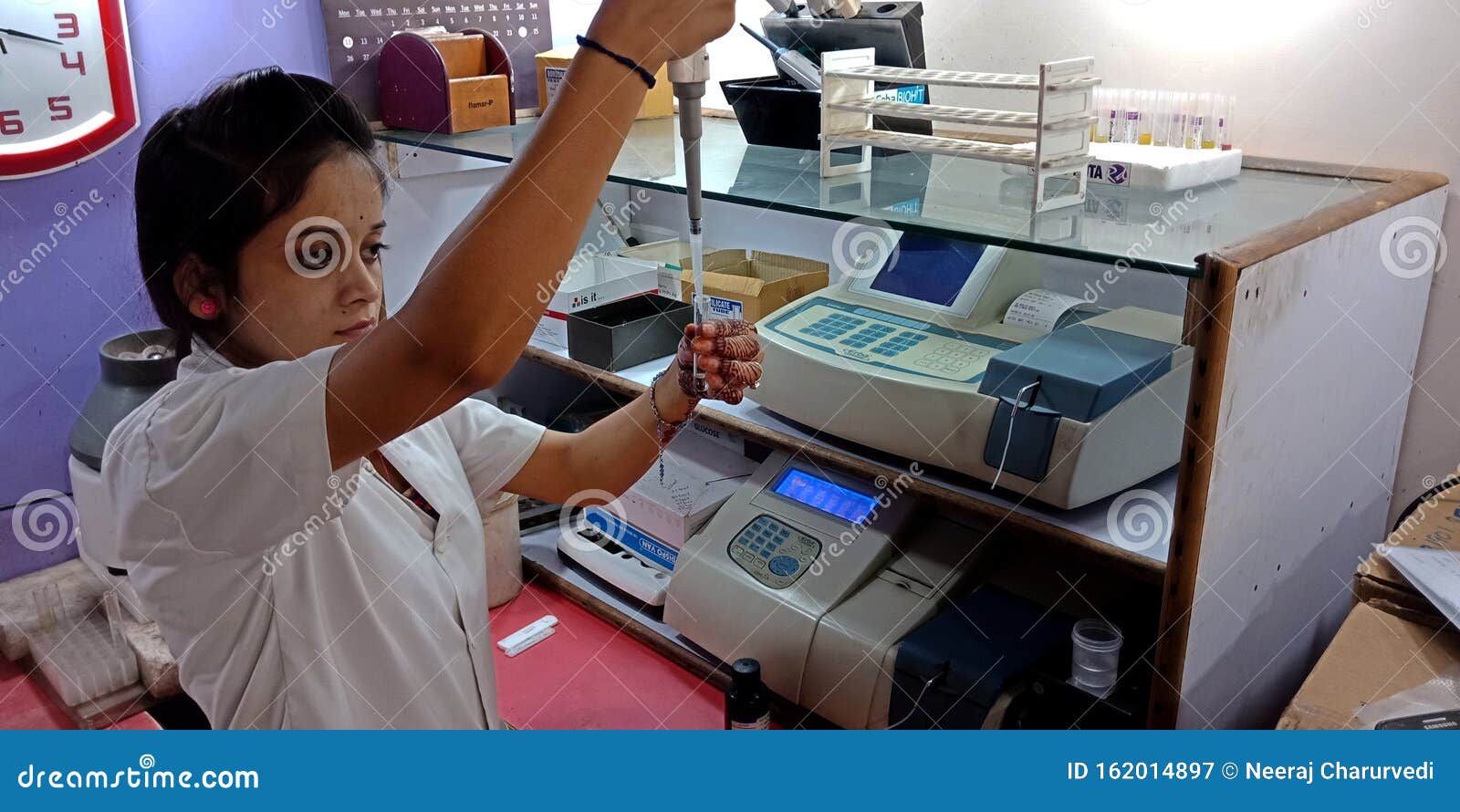 A Lab Technician Lady Staff Testing Samples at Laboratory Editorial ...