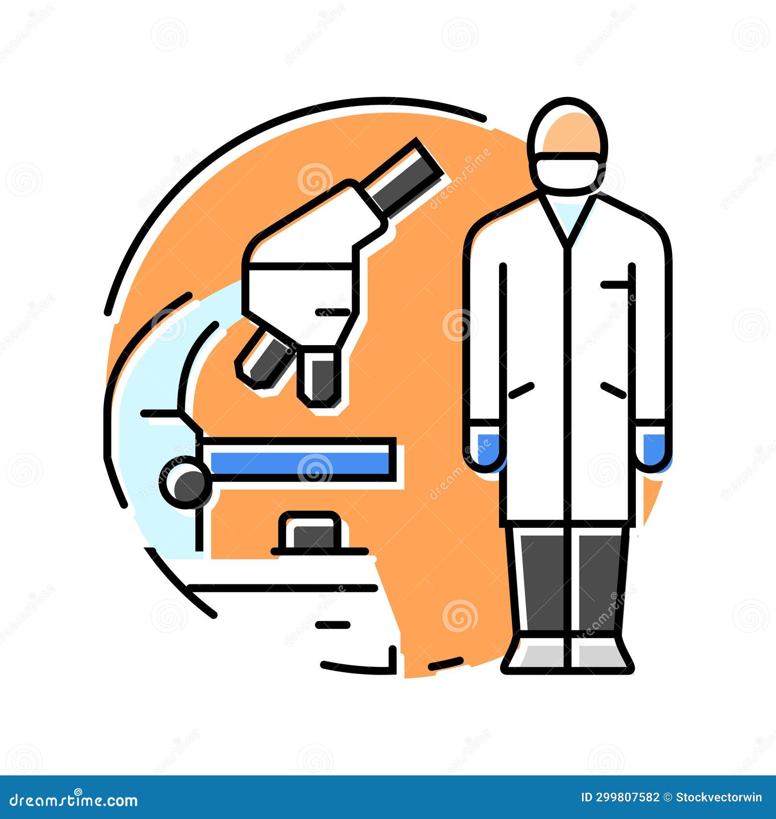 Lab Technician Microscope Color Icon Vector Illustration Stock Vector ...