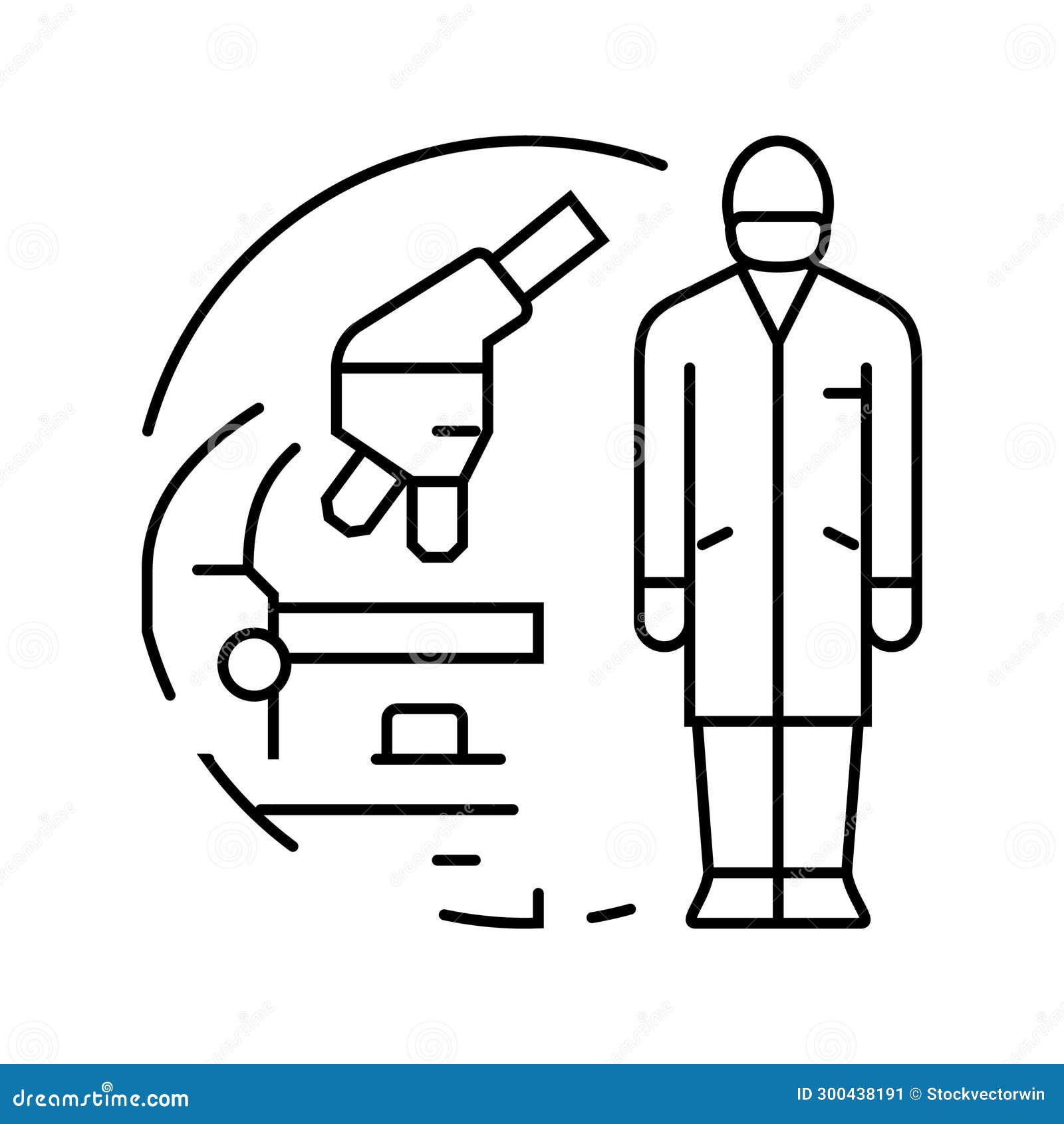 Lab Technician Microscope Line Icon Vector Illustration Stock Vector ...