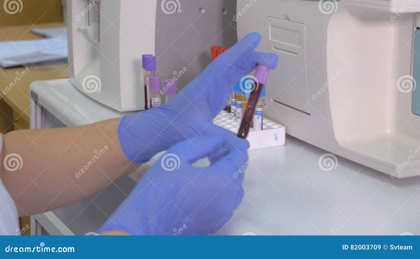 Lab Technician Operating Test Tubes, Testing Blood Samples in ...