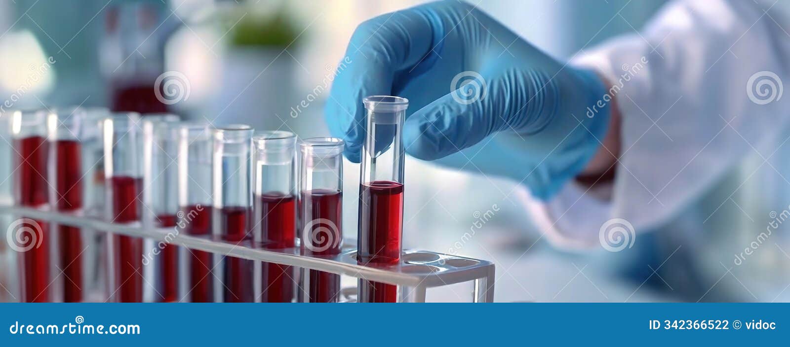 Lab Technician Performing a Blood Test, Handling Test Tubes with ...