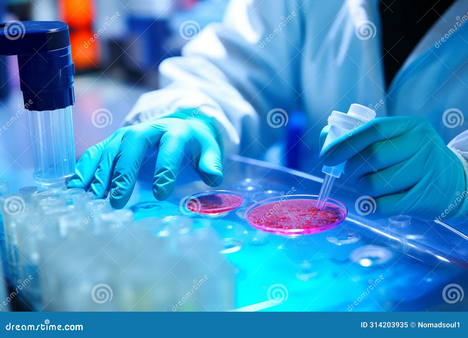 Lab Technician Performing Tests on Bacterial Samples. Generative AI ...