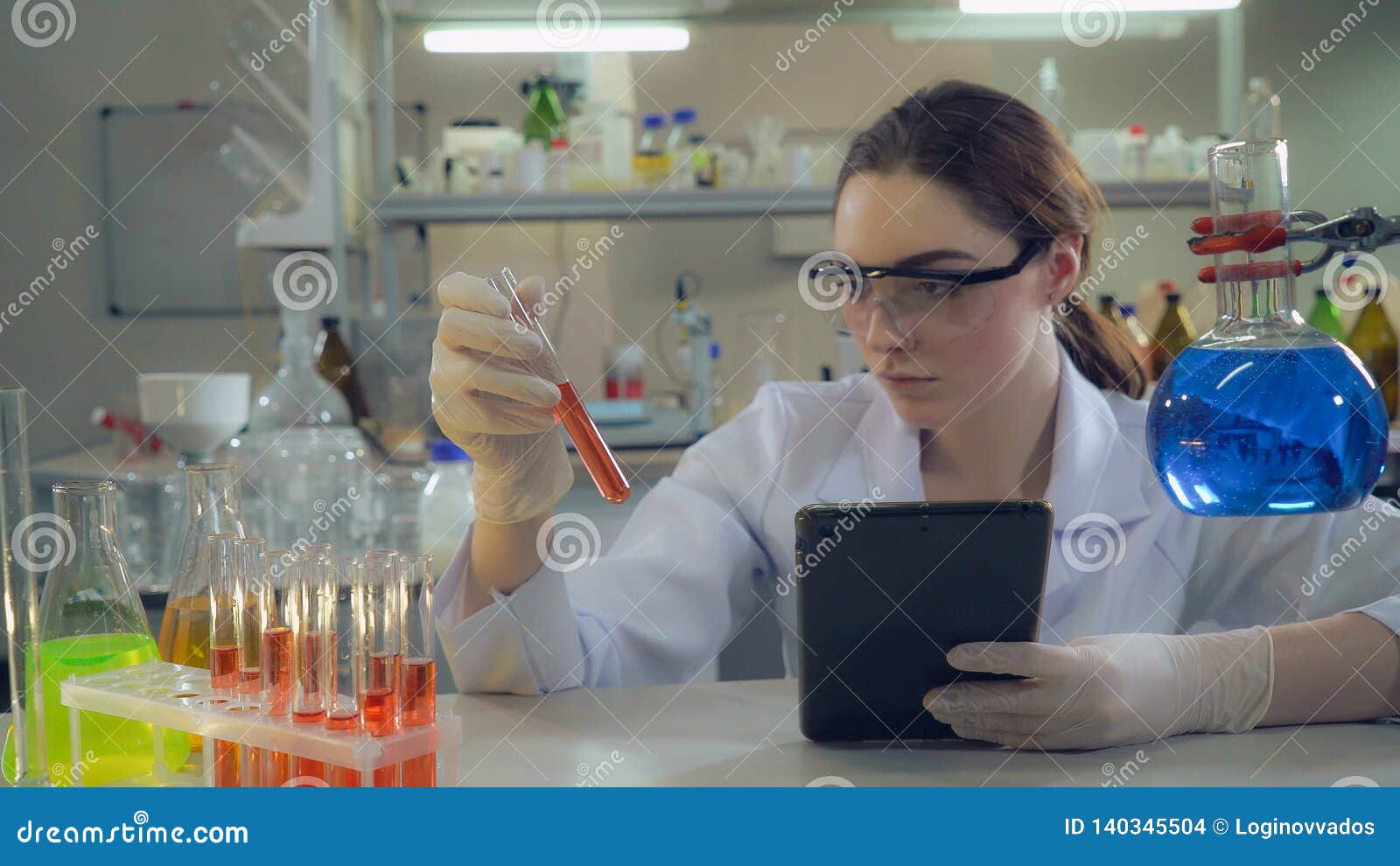 Lab Technician Performs Medical Tests Alone in Office. Stock Photo ...