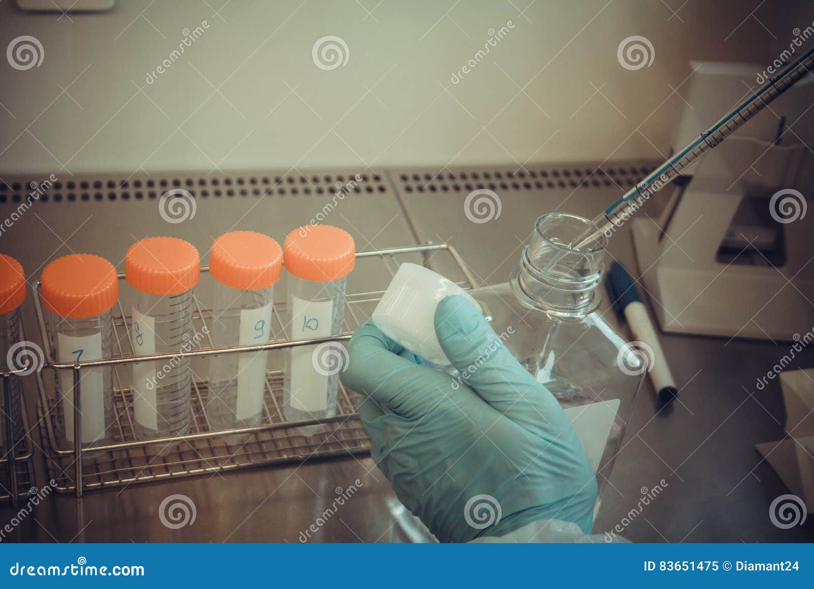 Lab Technician Takes Sample from Tube for Test, Close Up Stock Image ...