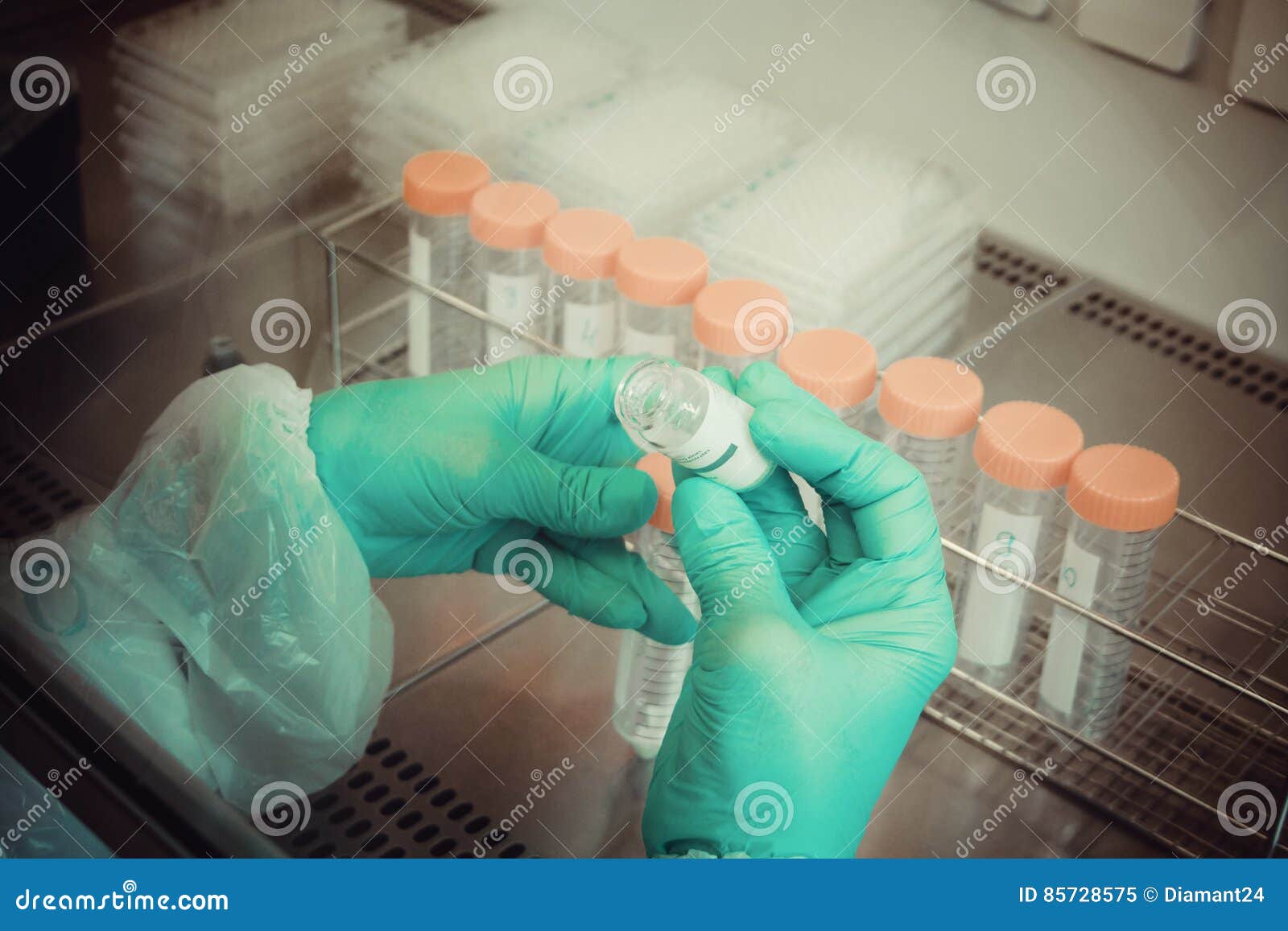 Lab Technician Takes Sample from Tube for Test, Close Up Stock Image ...