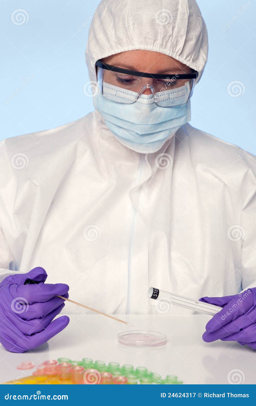Lab Technician Taking a Swab Stock Image - Image of sample, overalls ...
