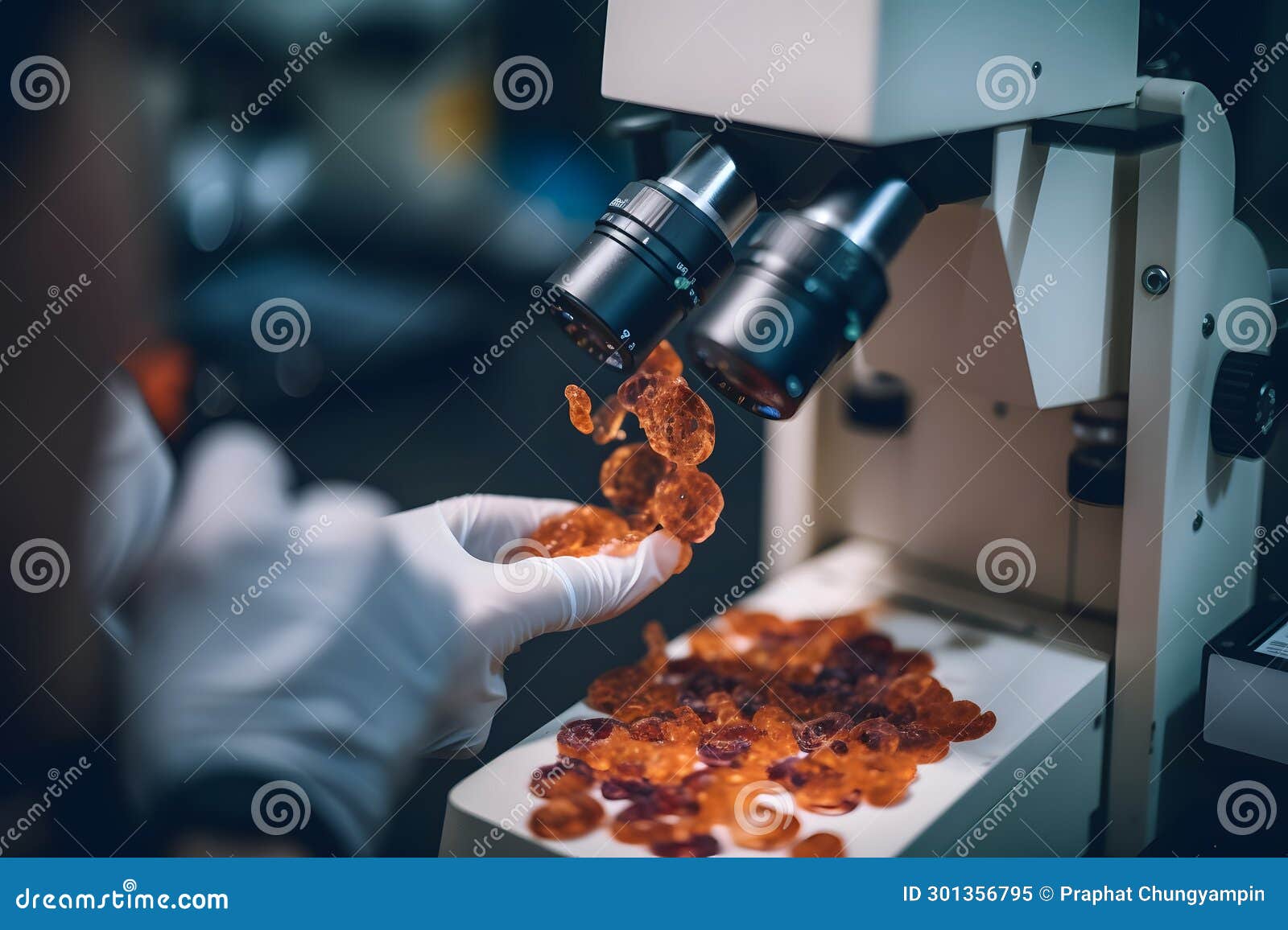 Lab Technician is Testing Innovative Ingredient on Dry Snack Stock ...