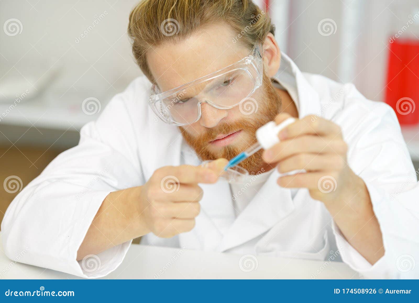 Lab Technician Working with Pipette in Molecular Laboratory Stock Photo ...