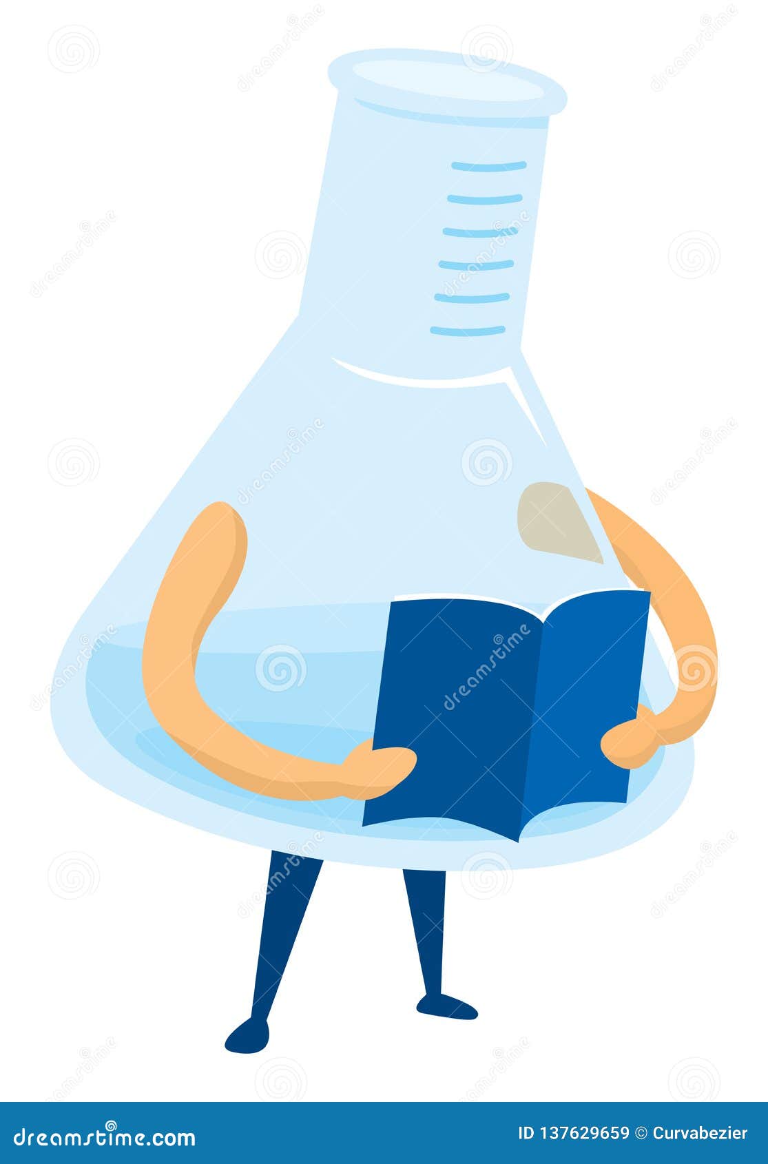 Lab Test Tube Reading an Article or Book Stock Illustration ...