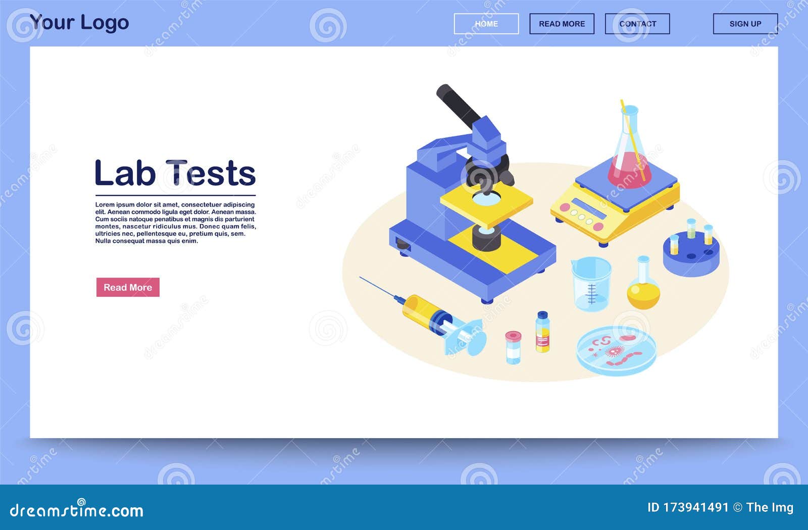 Lab Tests Webpage Vector Template with Isometric Illustration. Medical ...