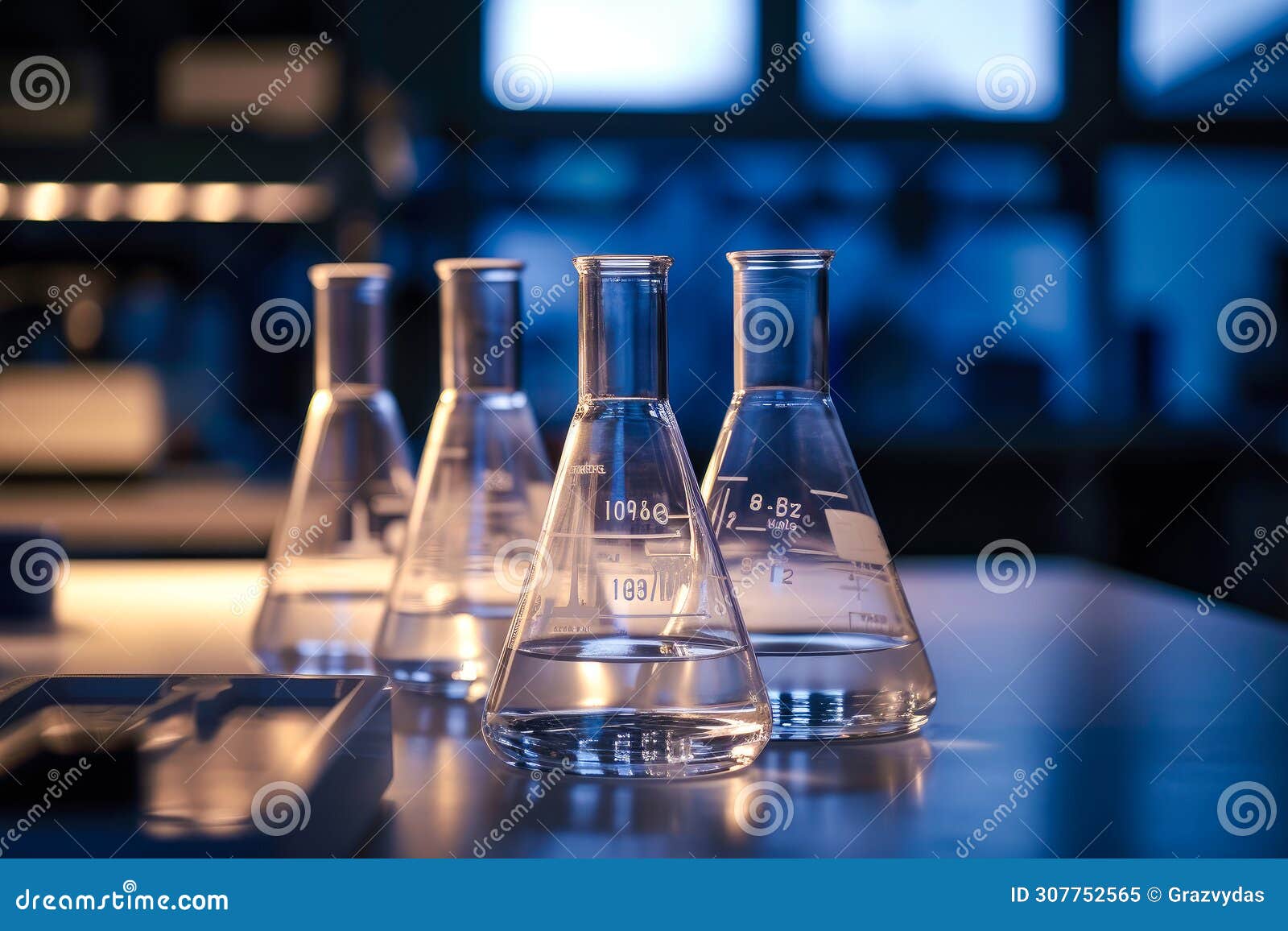 Lab Theme with Lab Glassware on the Table Stock Illustration ...