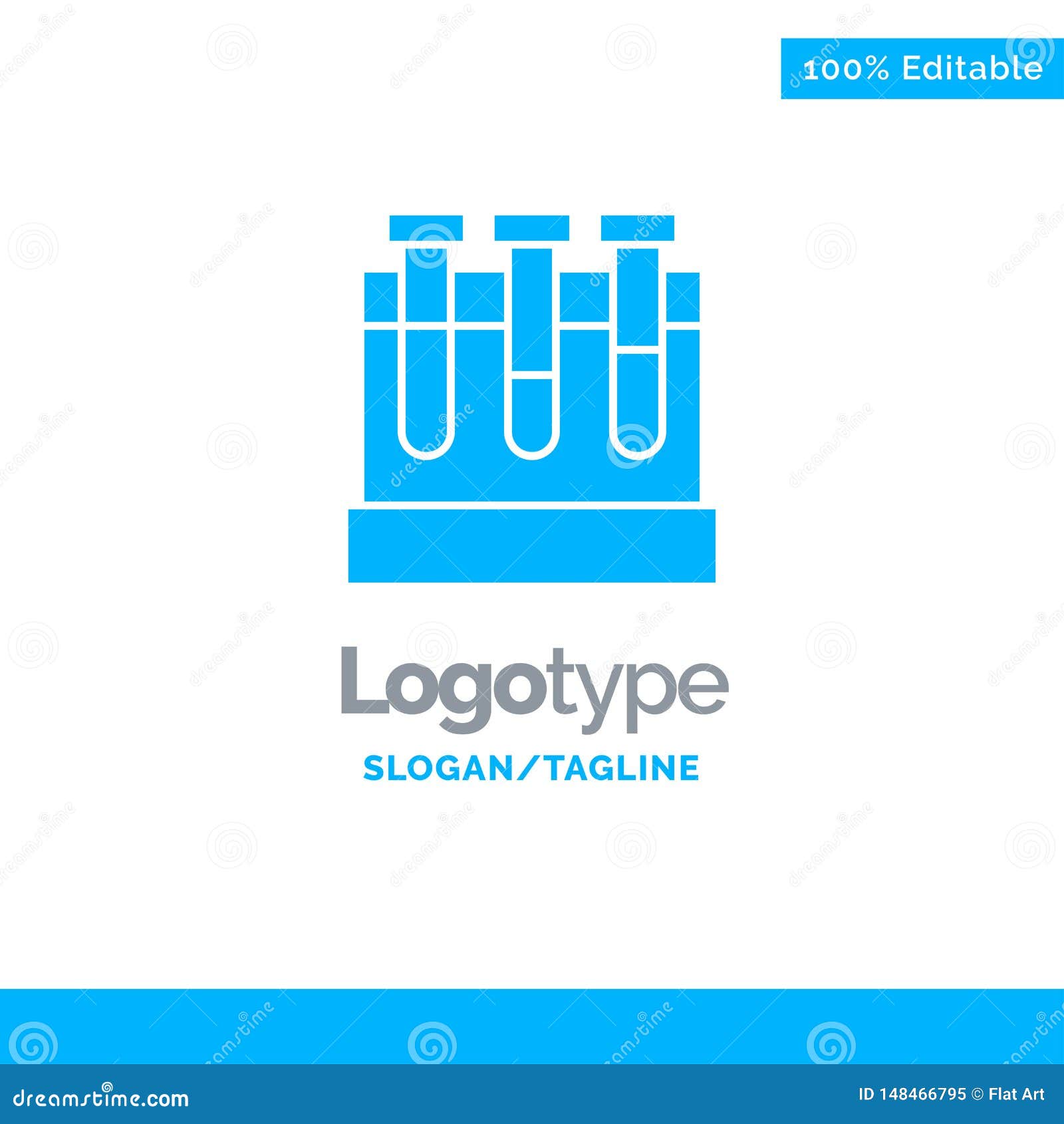 Lab, Tubs, Test, Education Blue Solid Logo Template. Place for Tagline ...