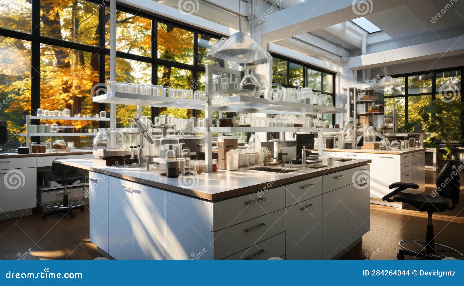 A Lab with White Cabinets. Generative AI. Stock Illustration ...