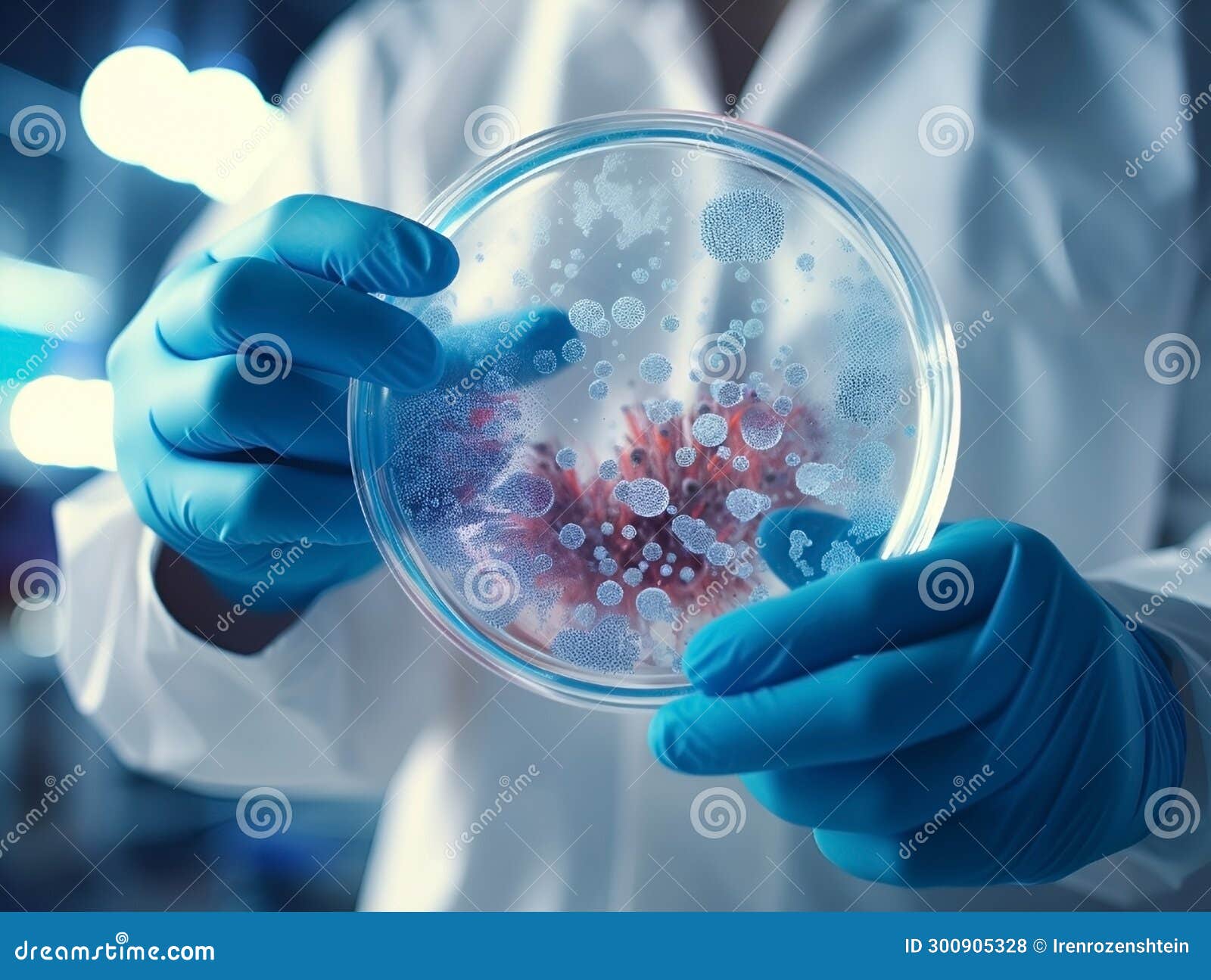 Lab Worker With Agar Plate With Microorganism In Hands. Generative Ai ...