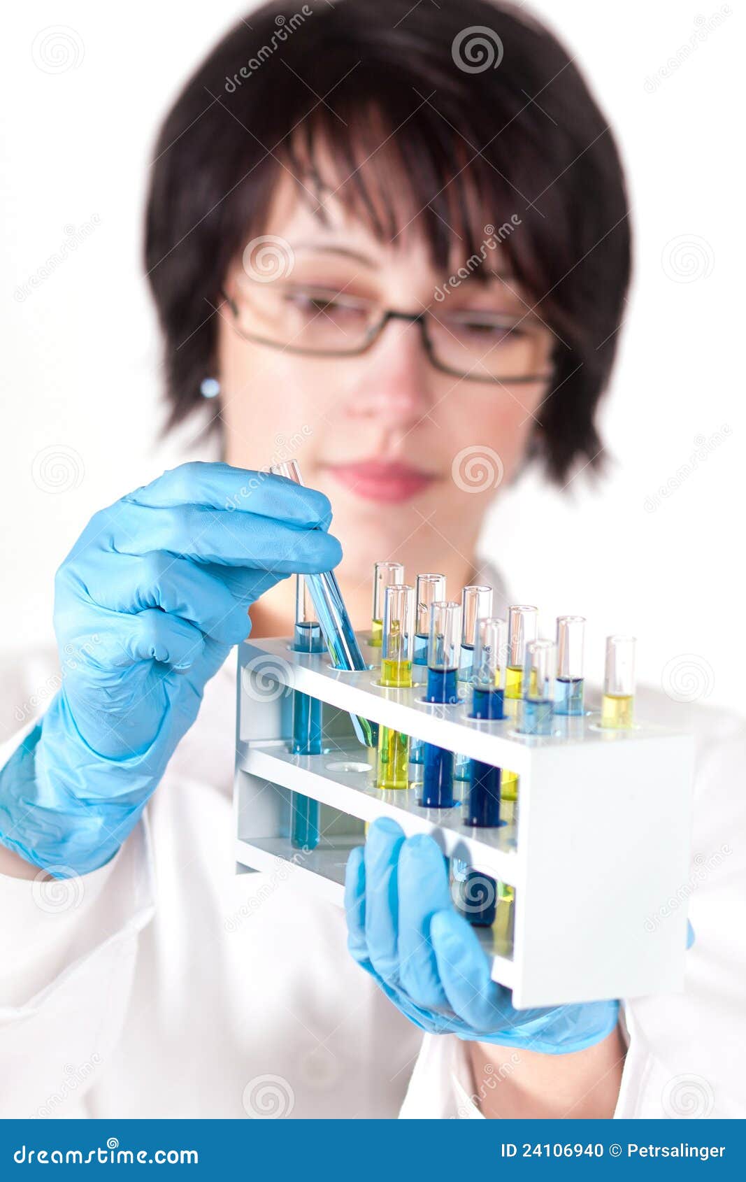 Lab Worker Holding Up Test Tube Stock Photo - Image of coat, expertise ...