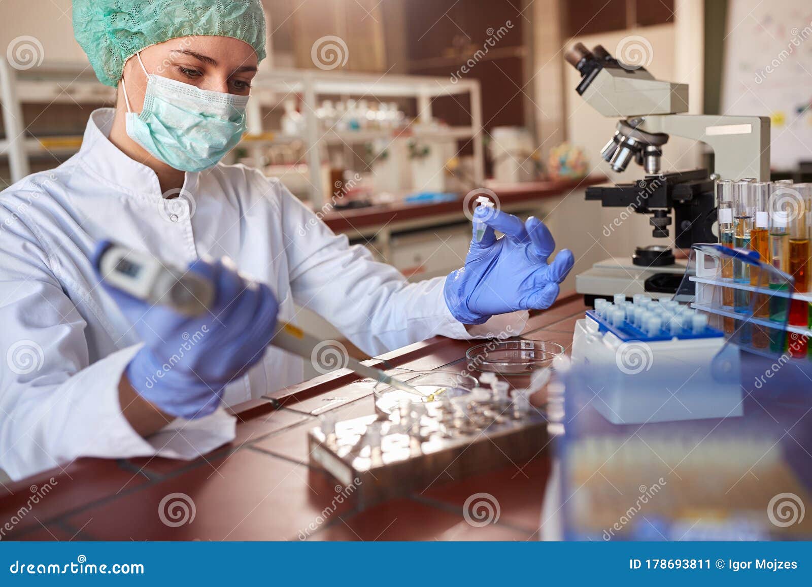 Lab Worker with Protective Equipment Working Stock Image - Image of ...