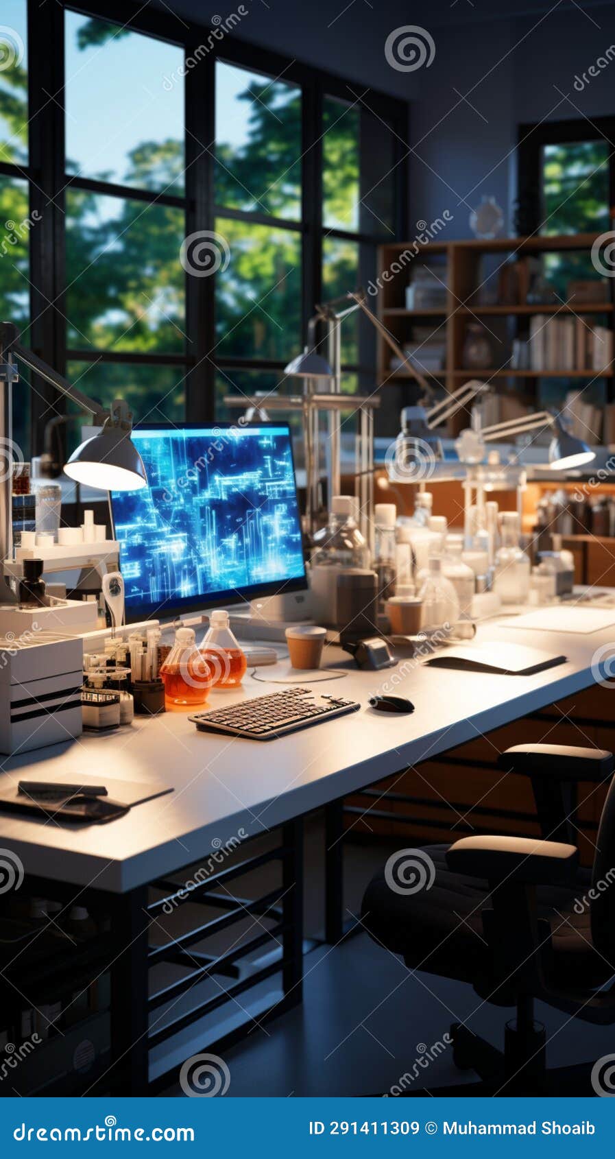 Lab Workspace Interior Visualized in 3D, Capturing the Essence of ...