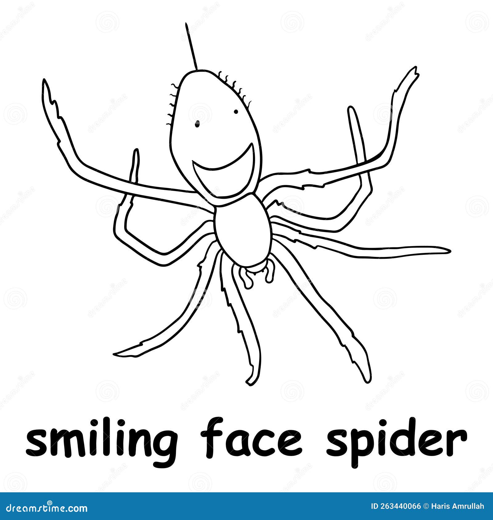 Kids Line Illustration Coloring Smiling Face Spider. Animal Outline ...
