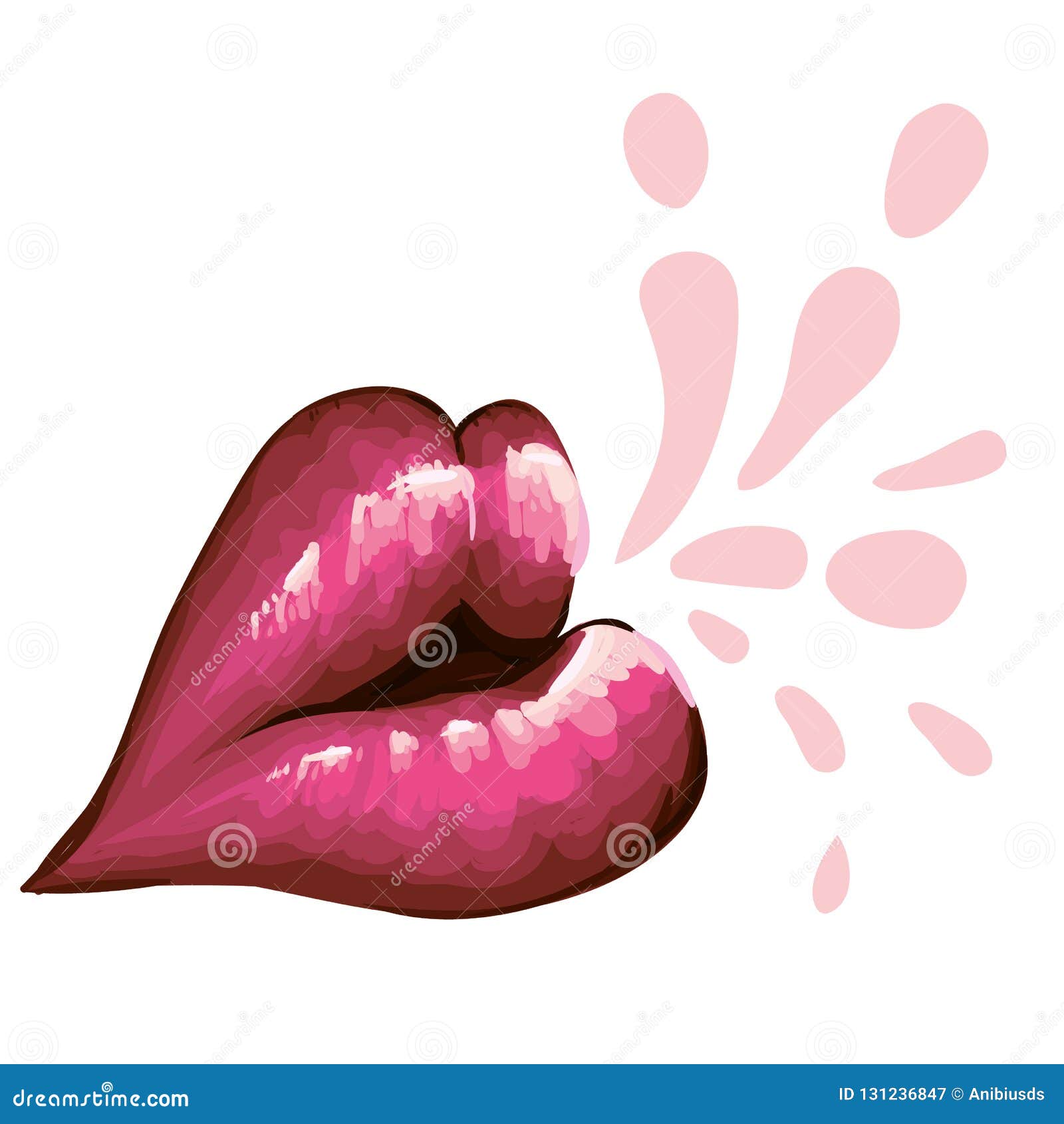 Labbra in un bacio dolce illustrazione vettoriale. Illustrazione di ...