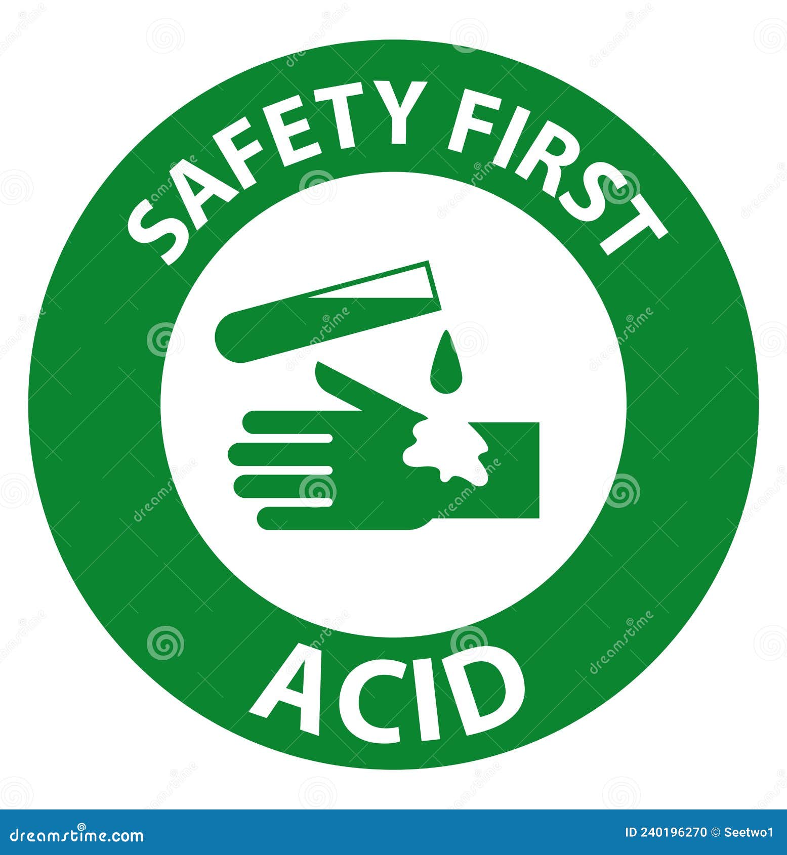 Label Acid Safety First Sign on White Background Stock Vector ...